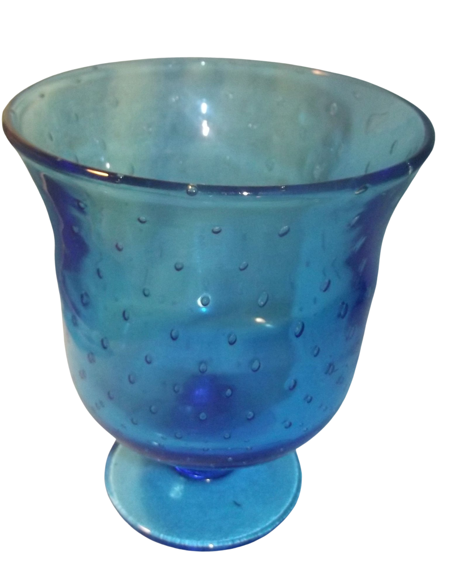 Rare Blenko Sky Blue Footed Bowl W Controlled Bubbles MCM Special We ...
