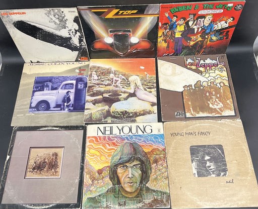 (9) Record Vinyl Collection, Artist Led Zeppelin, Neil Young, Jesse ...