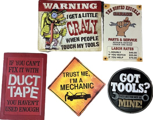 Funny Metal Garage/workshop Signs, Largest Is 16in Tall #49306 ...