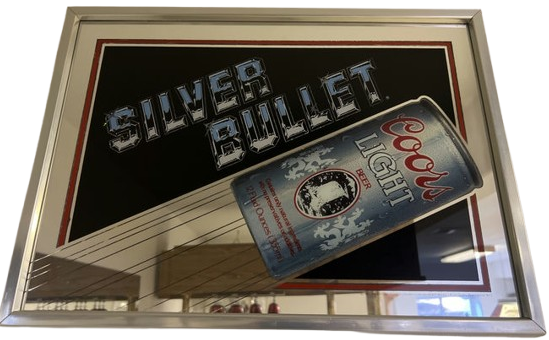 Vintage Coors Light "Silver Bullet" Mirror - 19.5Lx14.5W #68296 ...