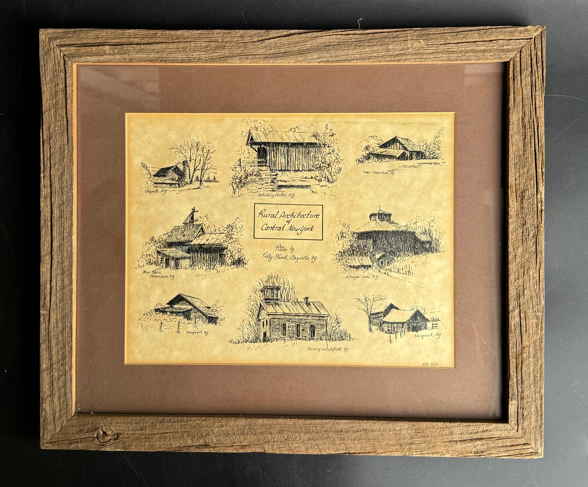 14 X 16 Framed Rural Architecture Drawing Of Central New York Pen ...
