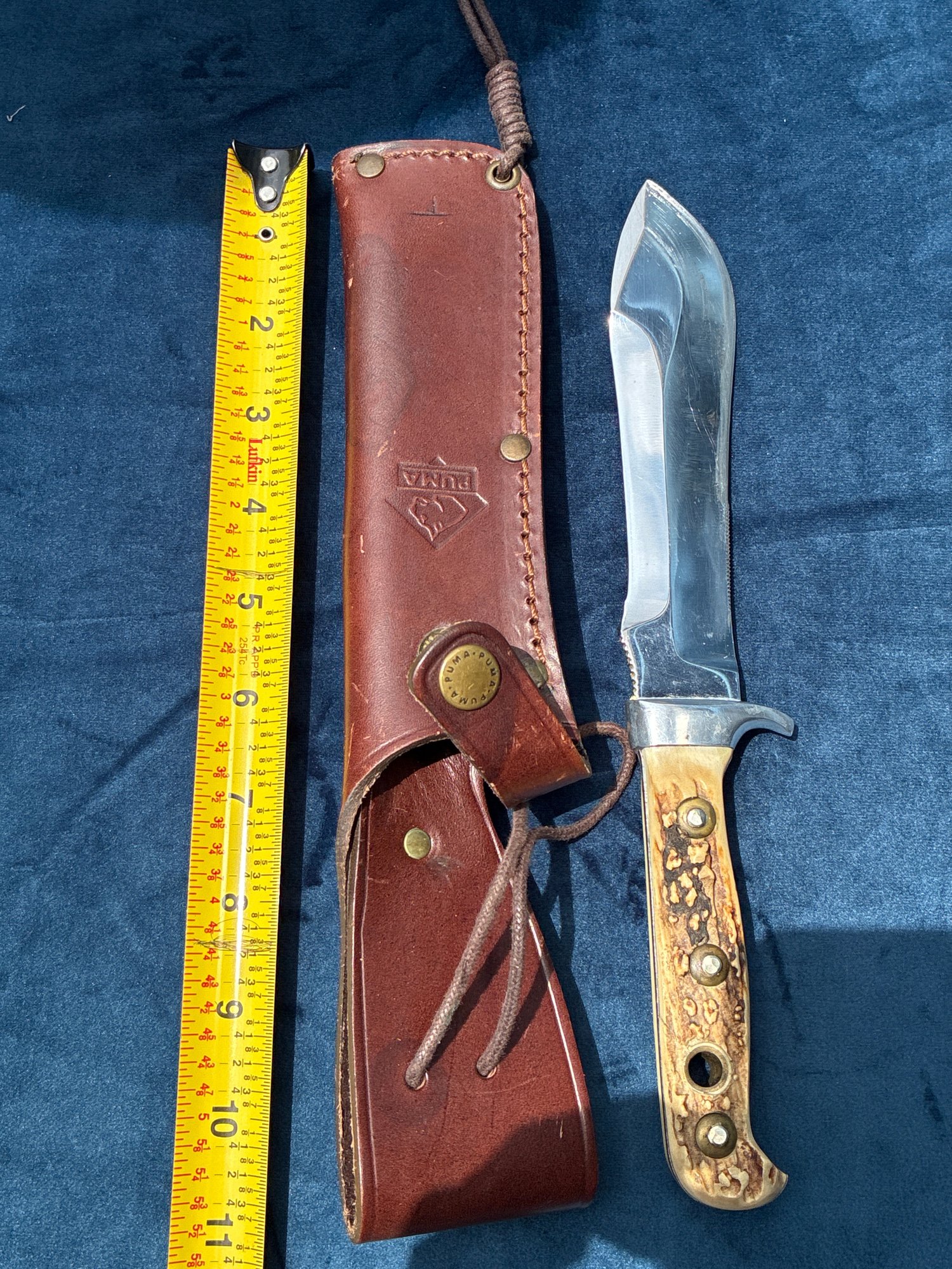 Hunting Knife With Leather Sheath: 1-Piece, Brown, Made By Puma. Size ...