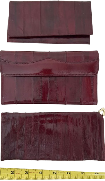 Three Wallets, Burgundy Color - Approx 8.5in Long And 3.5in Tall #68210 ...