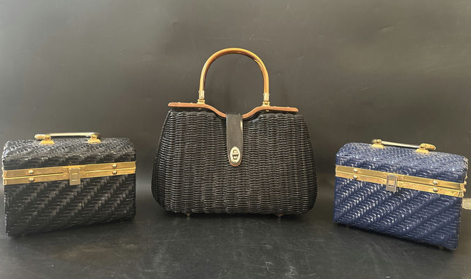 (Three) ADG Funky Box Wicker HandBag And Woven/basket Bag, Made In Hong ...