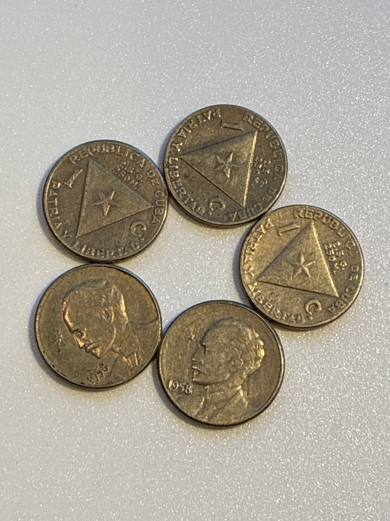 (5) Coins: 1958, 1 Cent, Republic Of Cuba Coins #75326 | Auctionninja.com