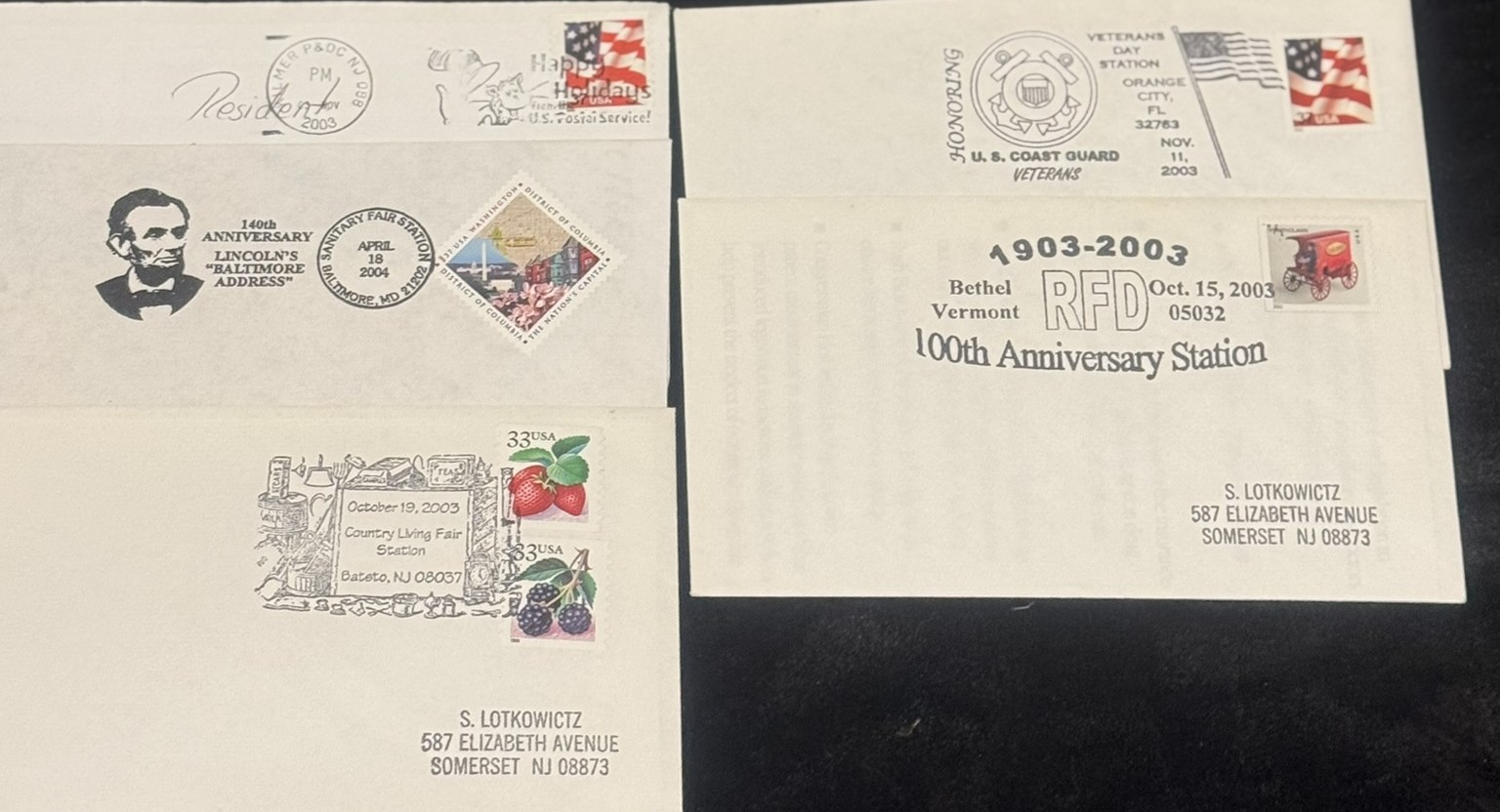 Stamp - Oct. & Nov. 2003 April 2004 First Day Issue Env Lot Five (5 ...
