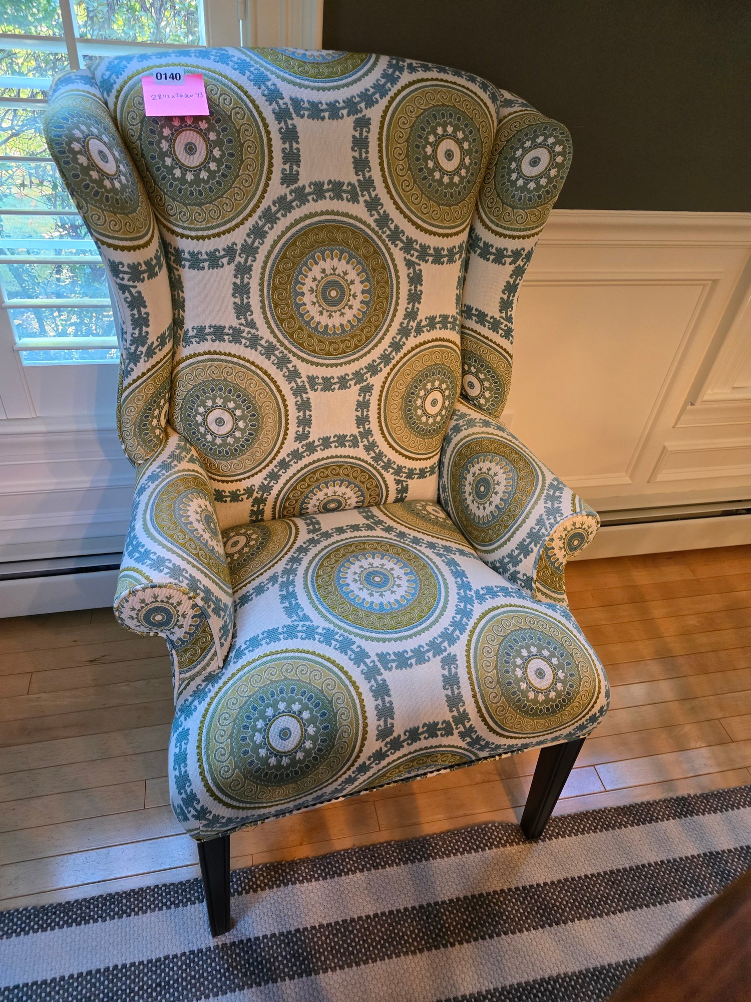 140 - WING BACK HOST/HOSTESS CHAIR: Ethan Allen (custom Fabric, Finish ...