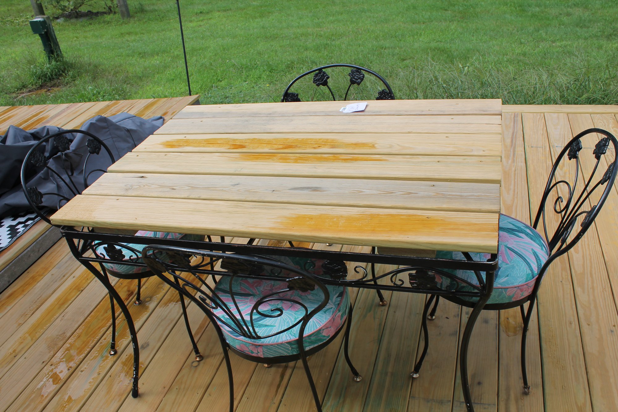 365 ~ WROUGHT IRON TABLE SET WITH PT TOP ! BEAUTIFUL #21354 ...