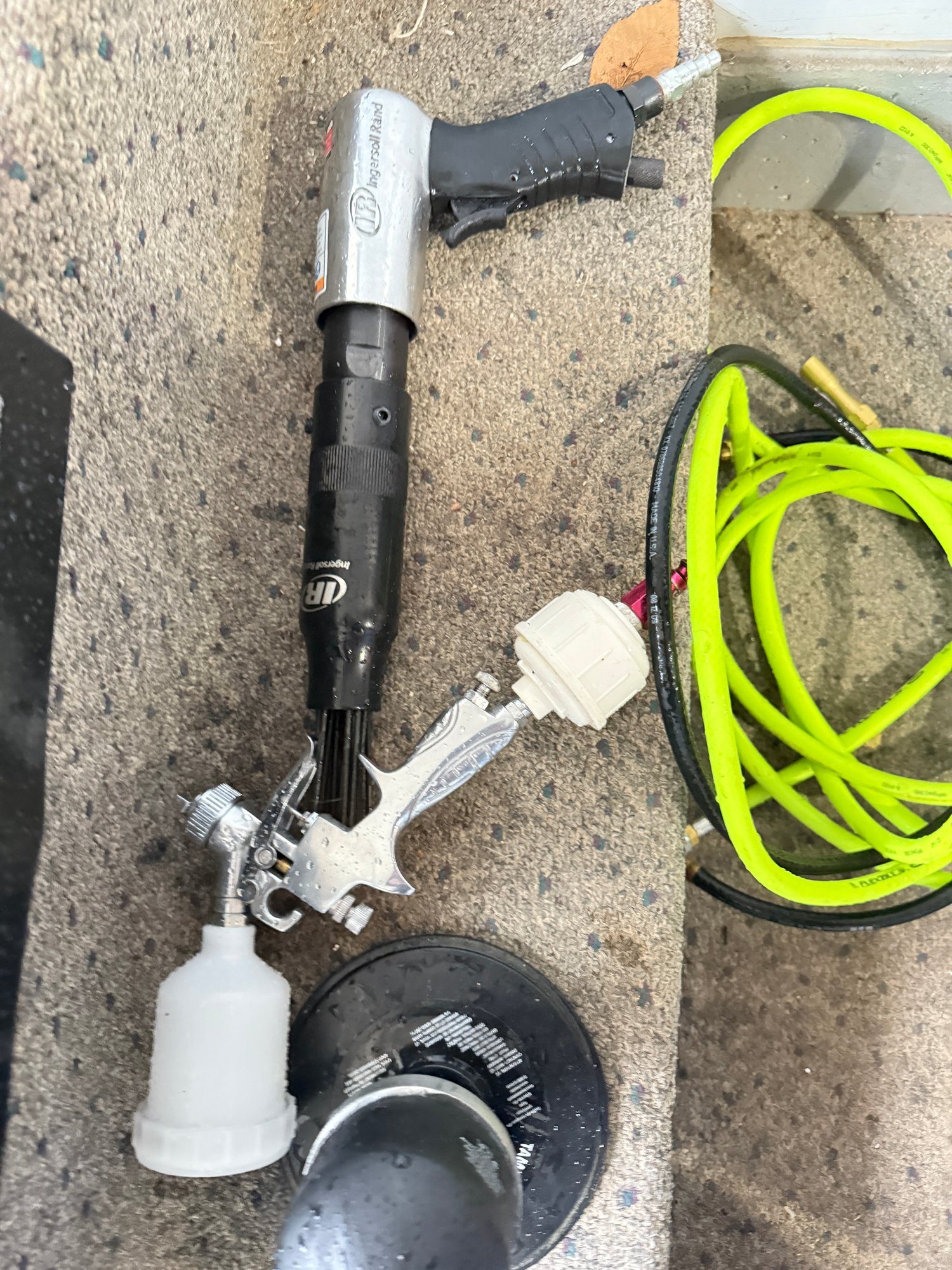 056 - LOT OF TOOLS - INCLUDES RUST PROOFING SPRAY GUN - AIR HAMMER AND ...