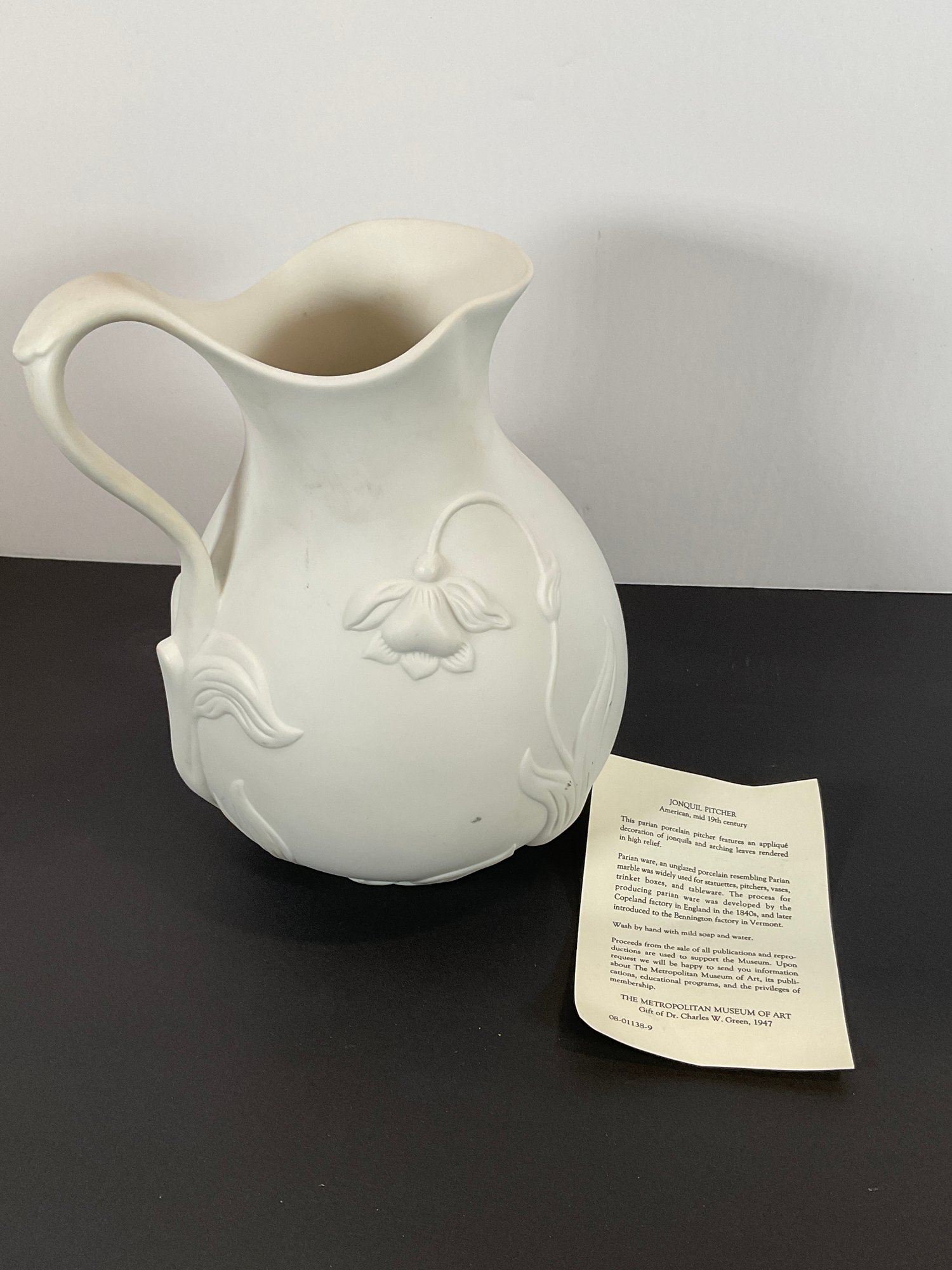 Jonquil Pitcher ( Parian Ware) - Repro Met Museum Of Art #5107 ...