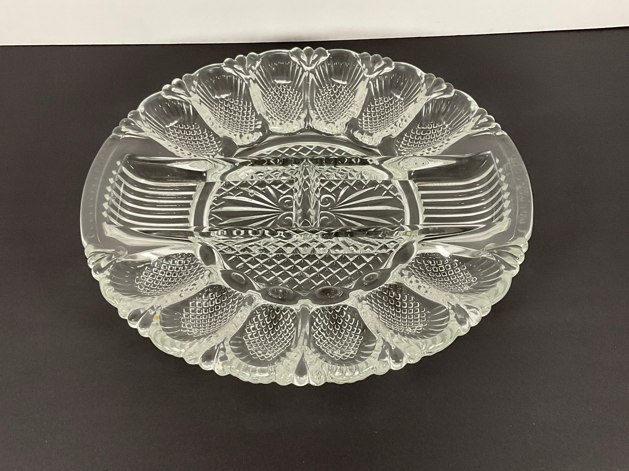 Vintage Le Smith Cut Glass Egg Plate #5740 | Auctionninja.com