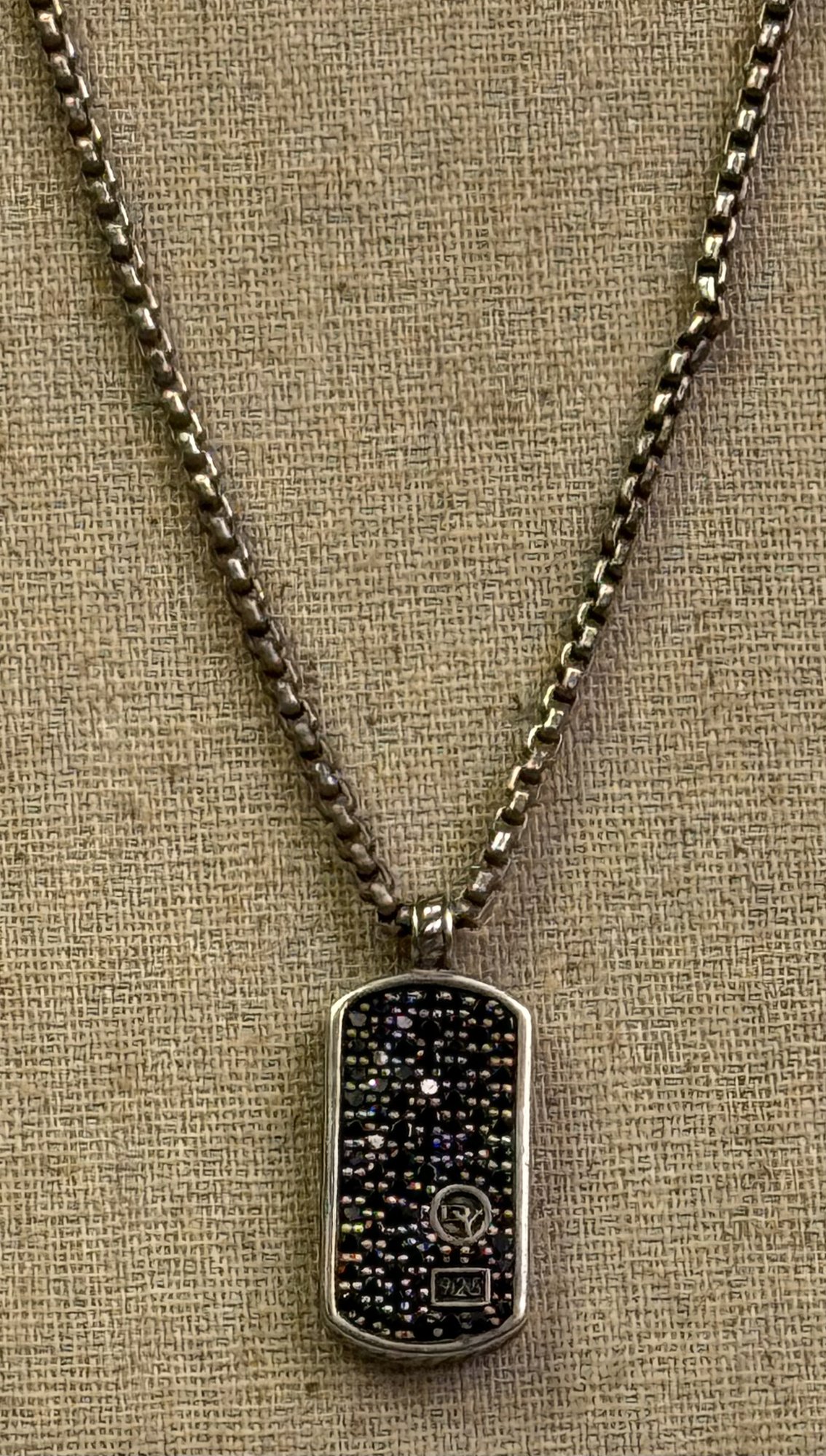 Sterling Silver David Yurman Chevron Tag Necklace #19036 | Auctionninja.com