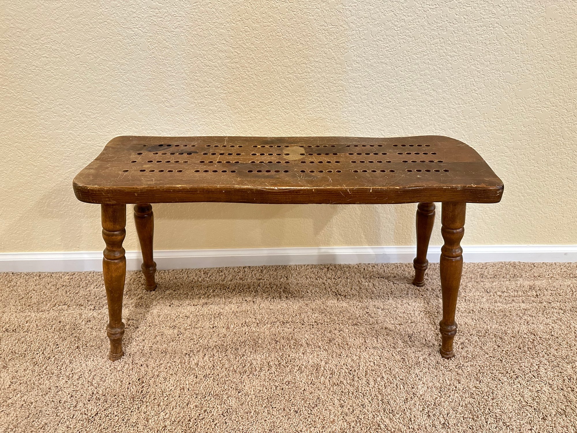 Vintage Wood Cribbage Board Table Stool Bench Chair BIG Large Peg ...
