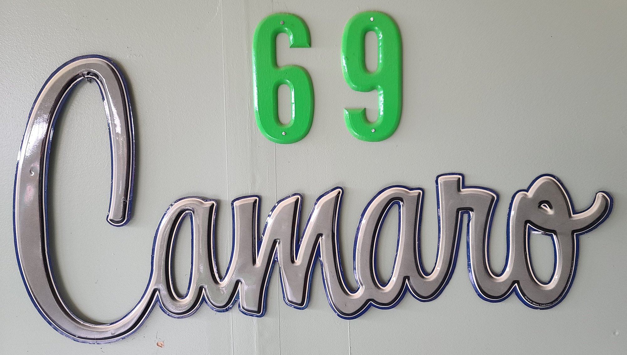 Metal Camaro Sign With Green Metal 69 Numbers Included #124856 ...