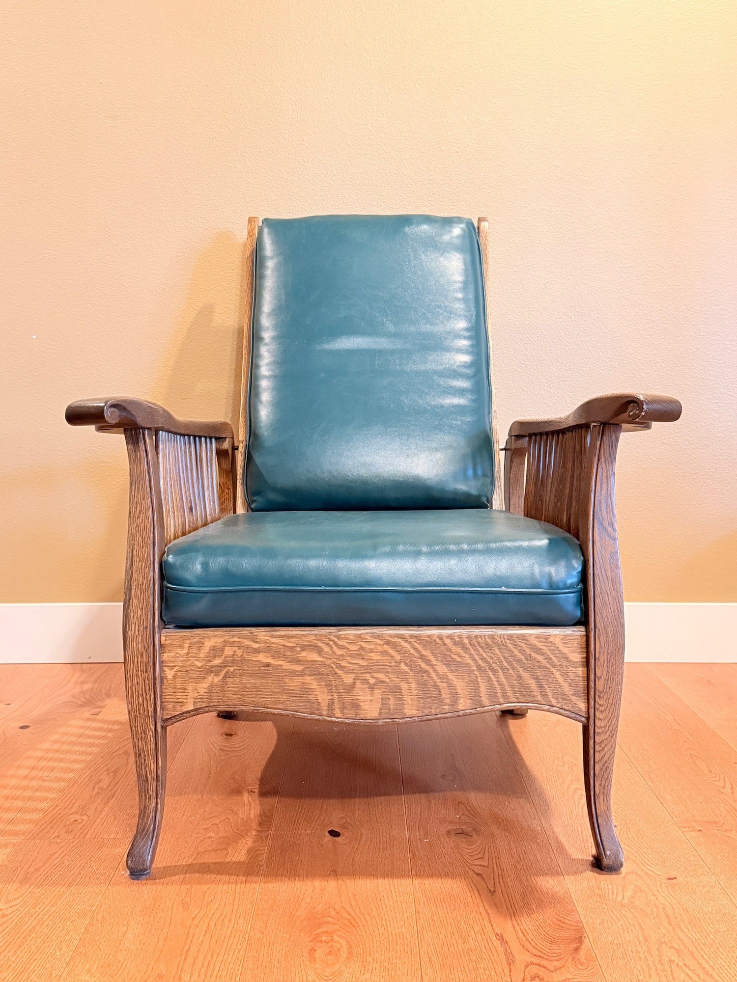 Antique Mission Style Morris Reclining Lounge Chair With Teal Cushions ...