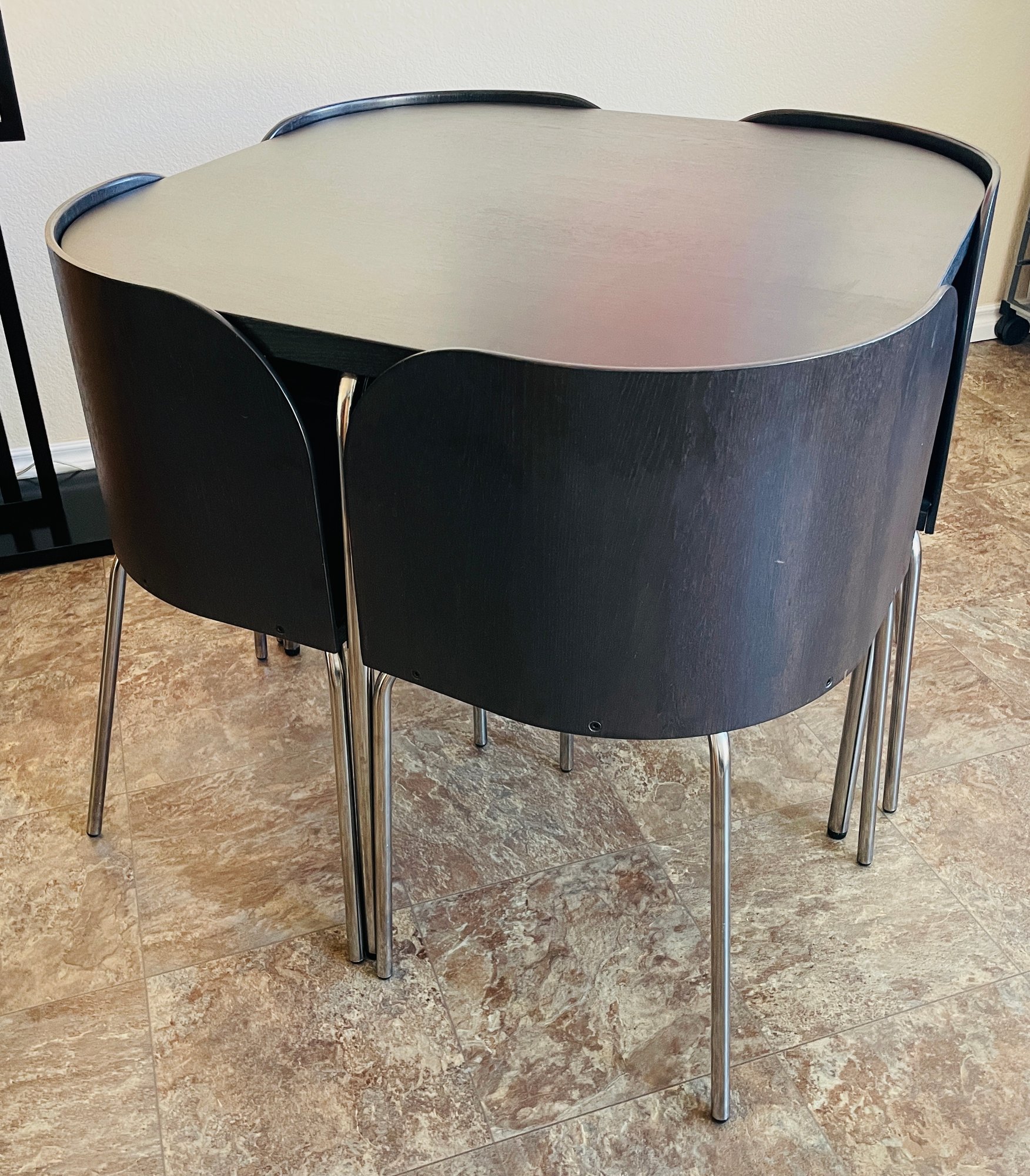 Black IKEA Curved Compact Nesting Dining Table And Chair #221434 ...