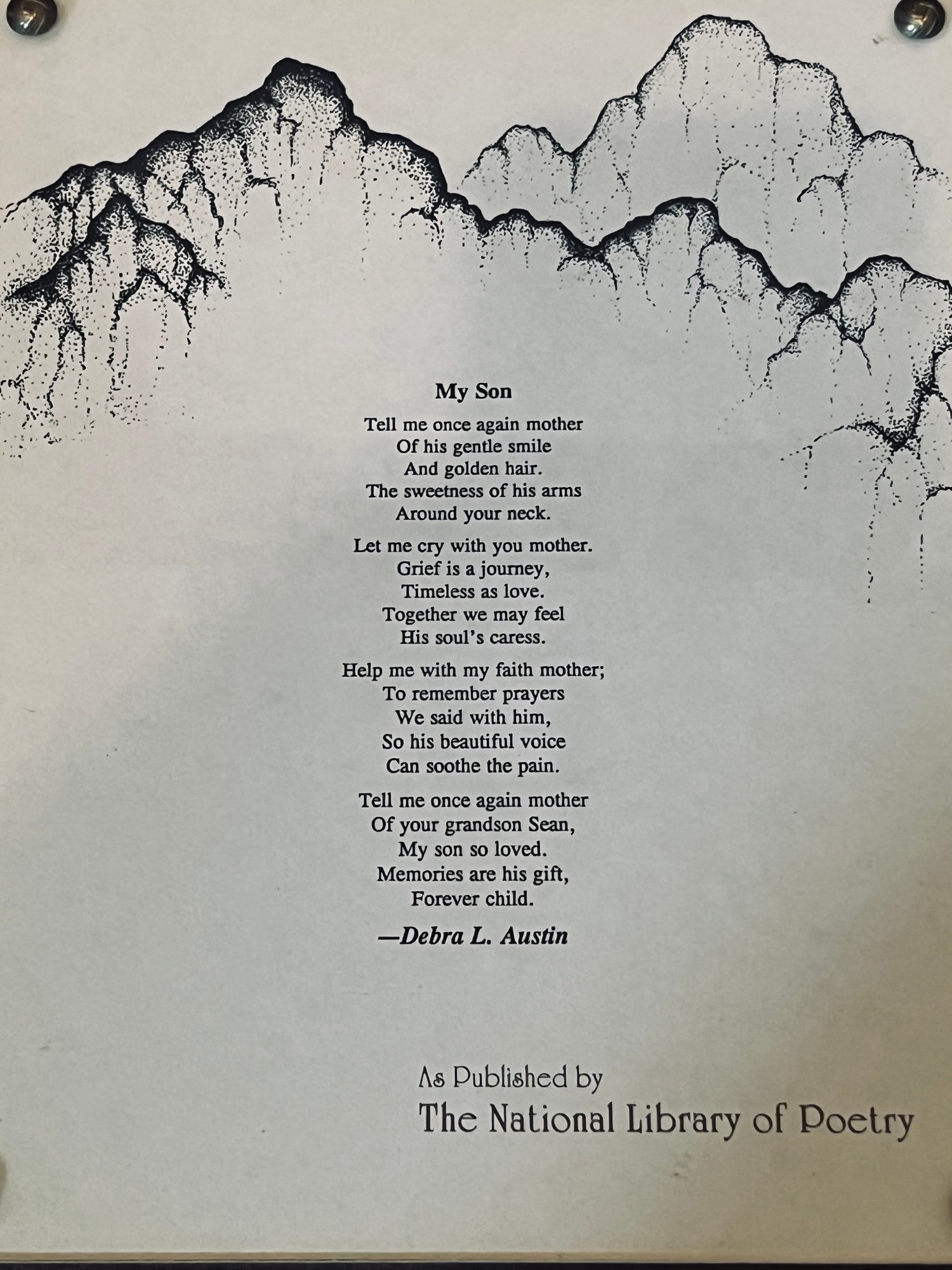 Framed "My Son" Poem By Debra Lee Austin #180518 | Auctionninja.com