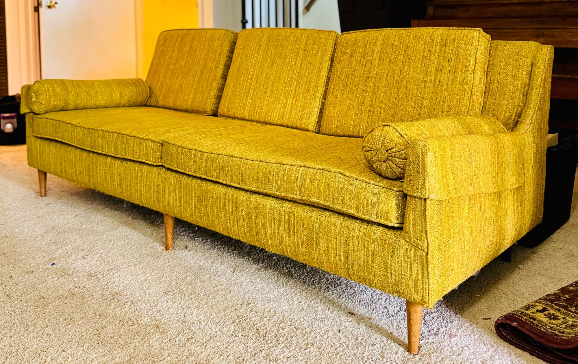 Vintage MCM 3 Seat Sofa With Original Fabric #237744 | Auctionninja.com