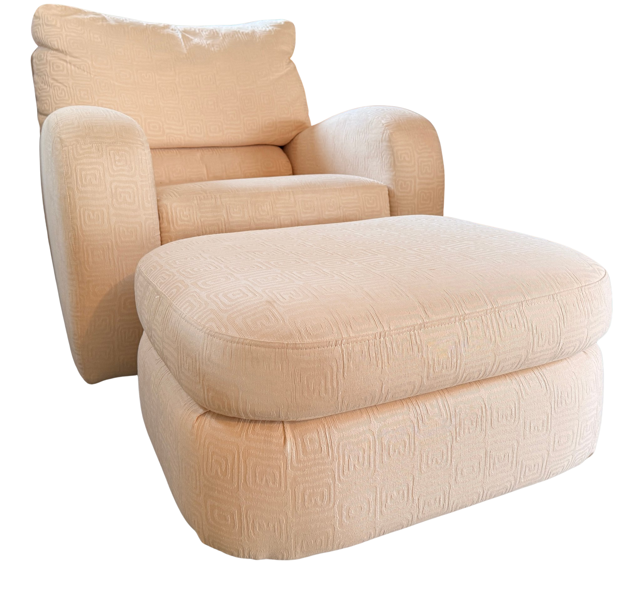 Cream Colored Accent Chair With Spiral Designs And Ottoman #221988 ...
