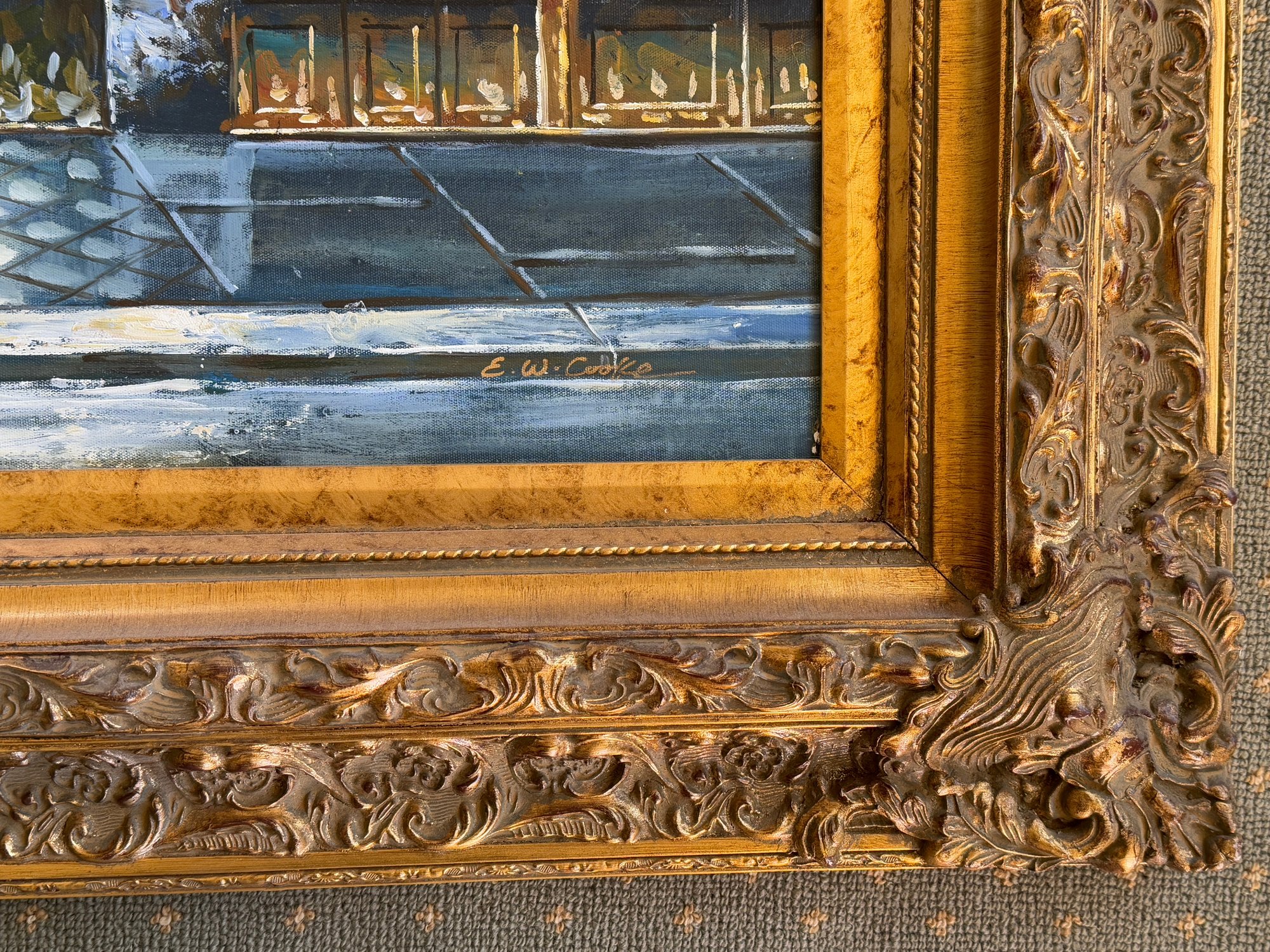 French Street Scene, Framed Oil Painting By Edward William Cooke (1811 ...