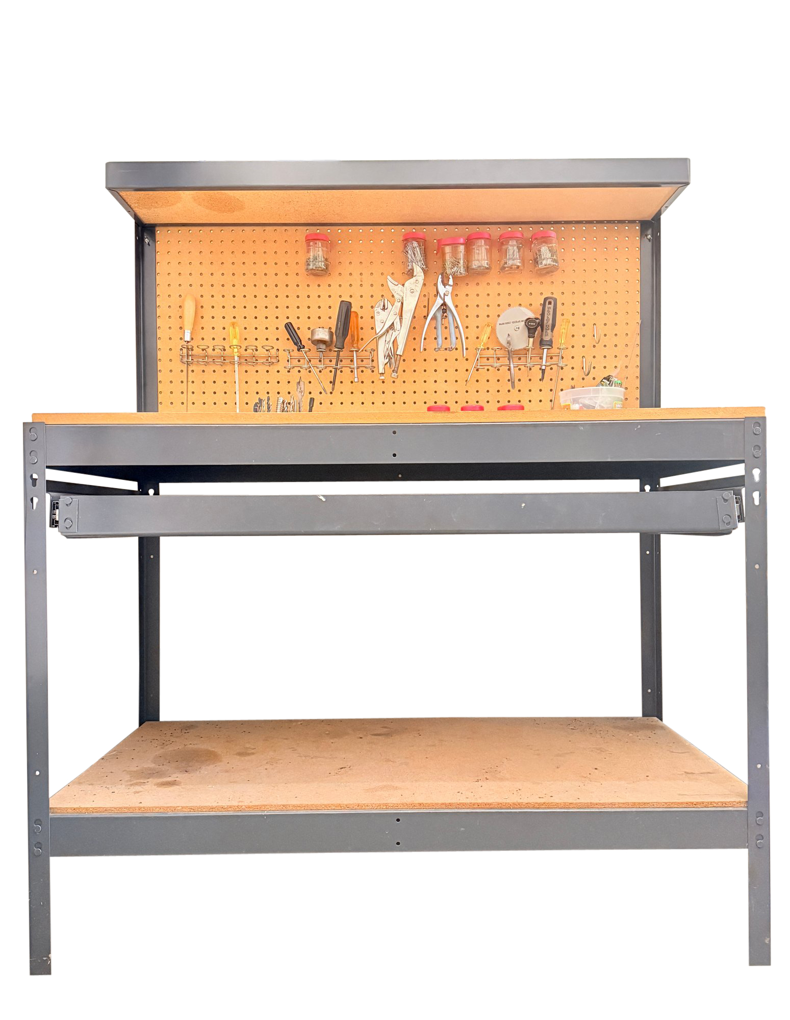 Metal And Wood Tool Bench With Variety Of Tools #221748 | Auctionninja.com