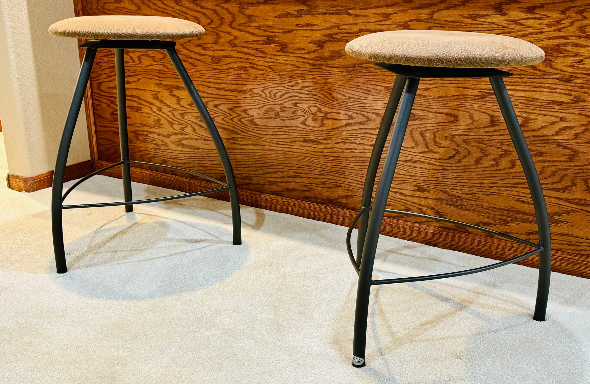 Pair Of Amisco Post Modern Bar Stools With Triangle Shaped Base 2 Of 2 ...