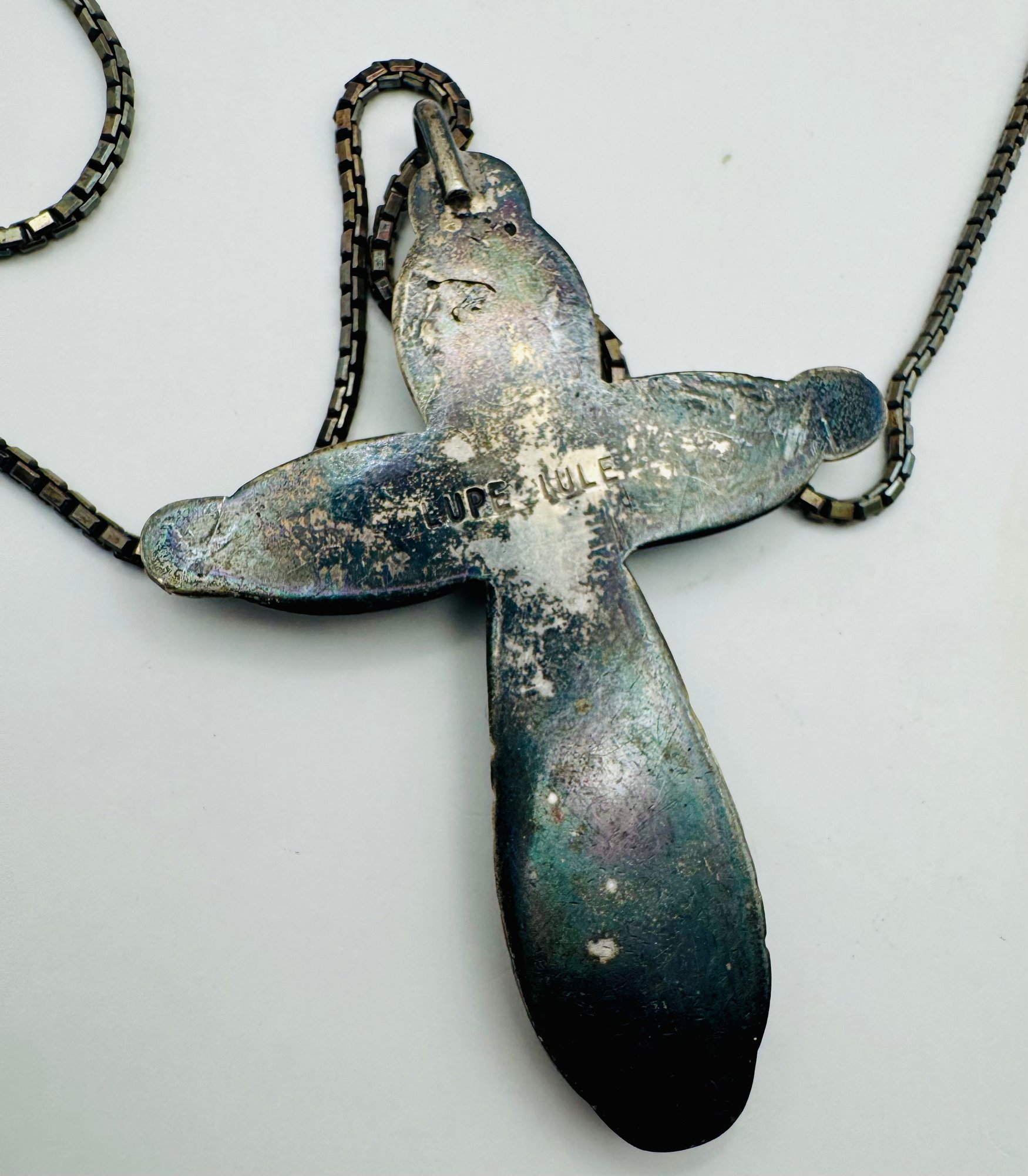 Vintage Lupe Iule Sterling Silver & Turquoise Cross With SS Chain ...
