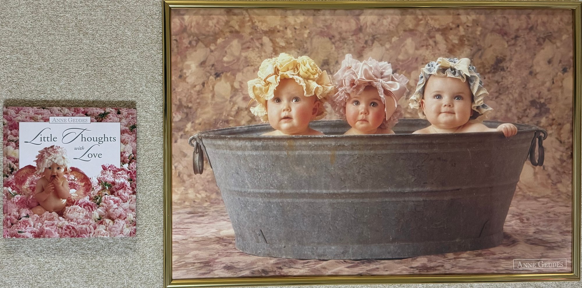 Large Framed Anne Geddes Babies In Bathtub Print W/ Anne Geddes Book ...