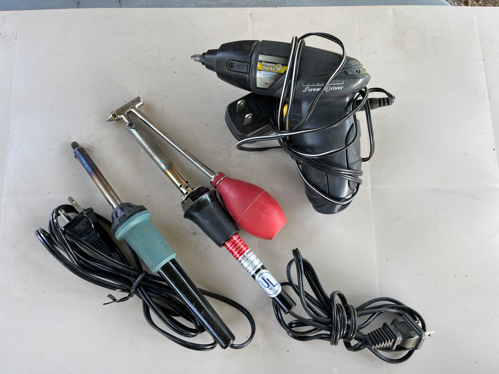 Power Works Screw Driver, Soldering Iron With Stand, And Soldering Iron ...