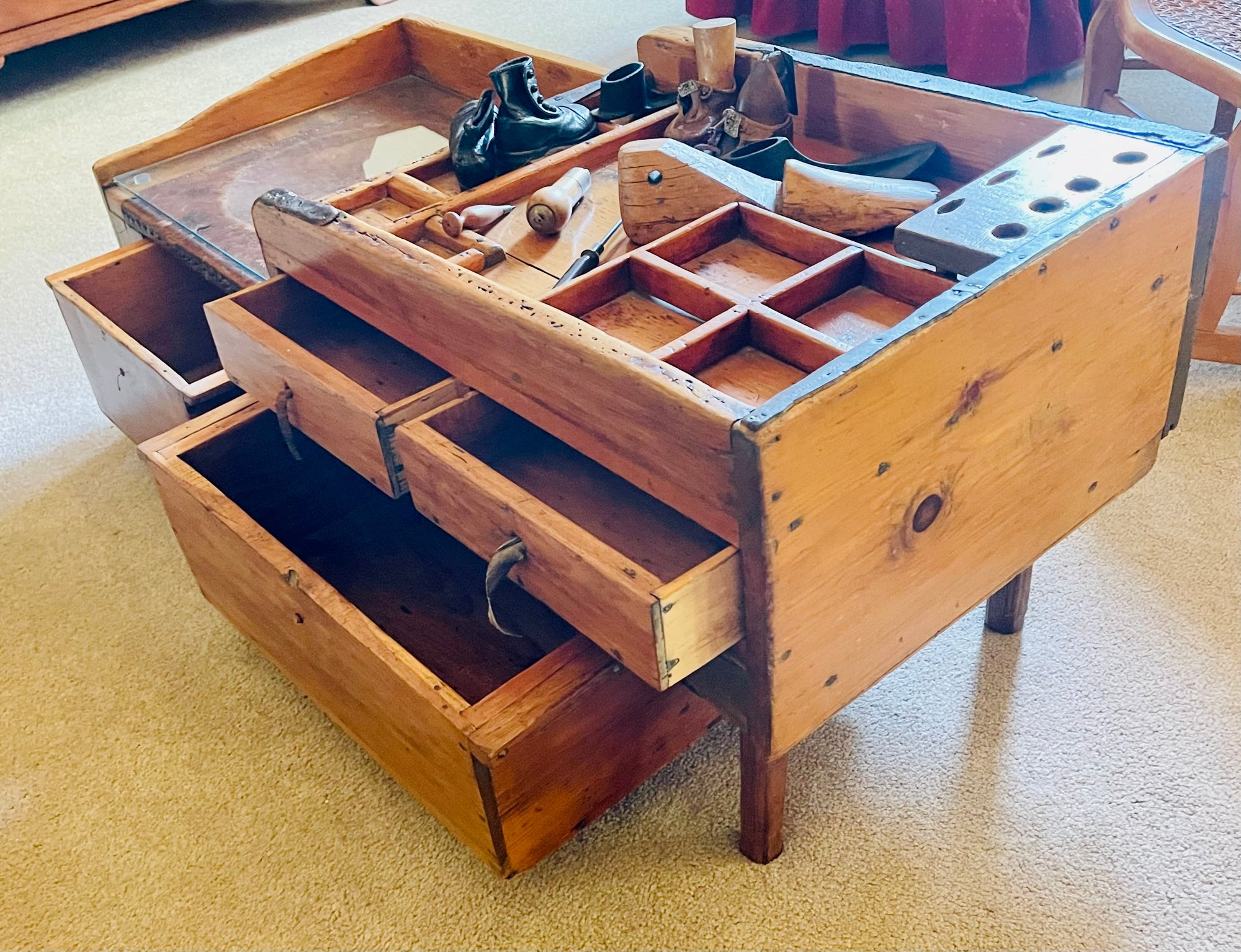 Antique Cobblers Table With Shoes Included #141515 | Auctionninja.com