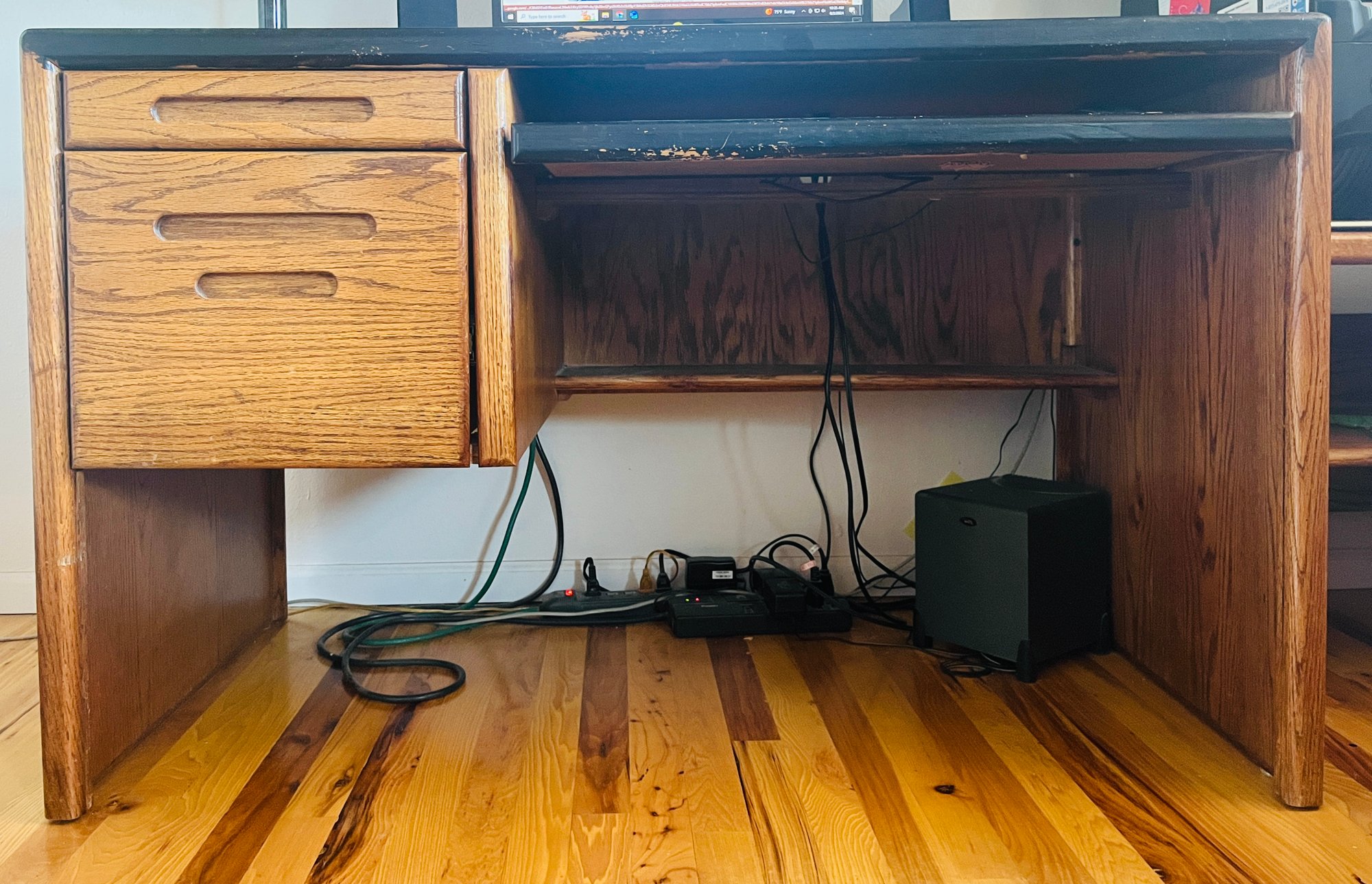Wooden Office Desk With Drawers- Items On/under Desk Not Included ...