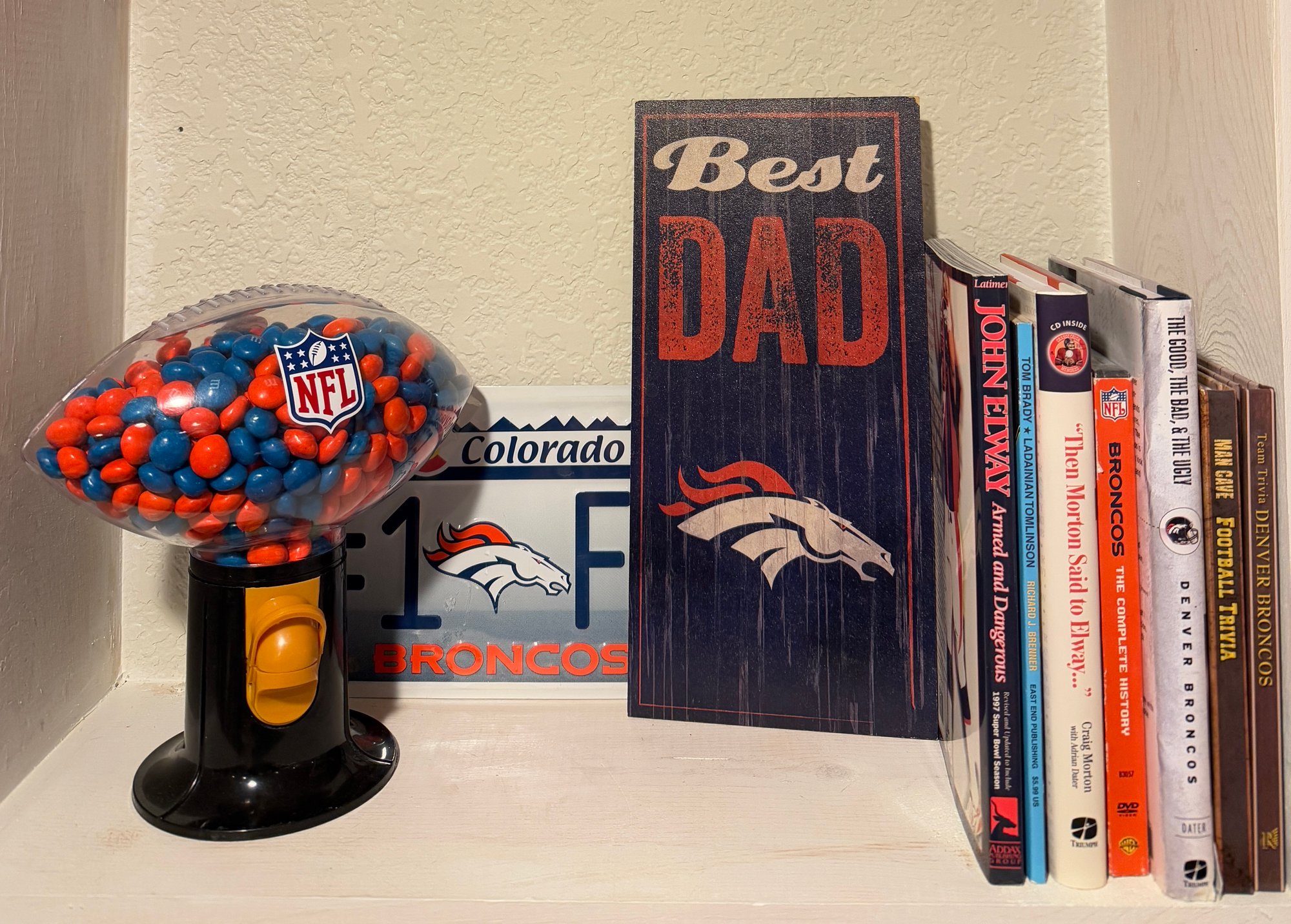 Denver Broncos Books, Candy Dispenser, #1 Fan License Plate #220096 ...