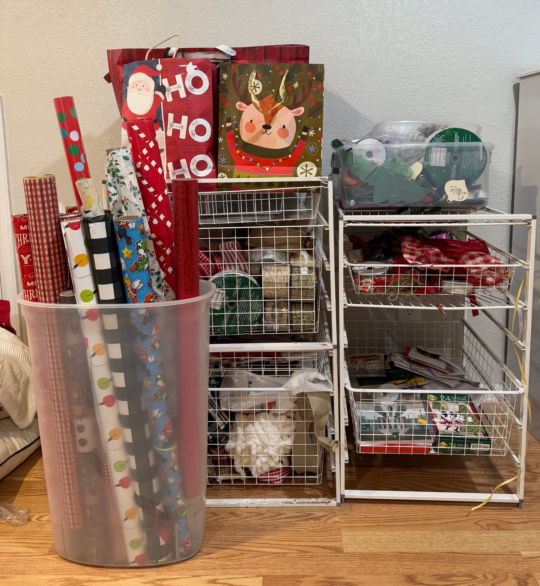 Wrapping Station! Ribbons, Paper And More Inside Of Two ELFA Racks ...