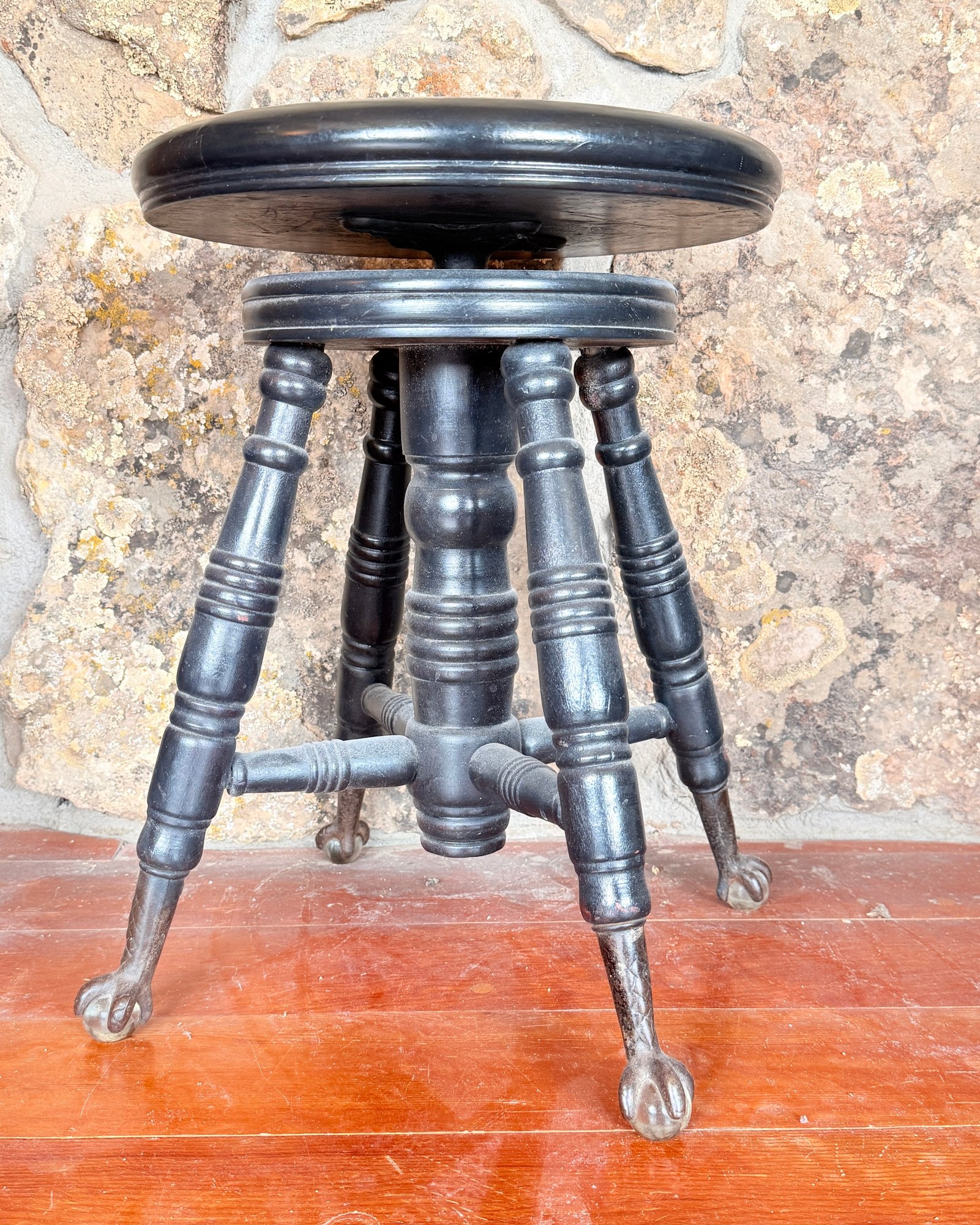 Vintage Claw Foot And Wall Swivel Stool #244538 | Auctionninja.com