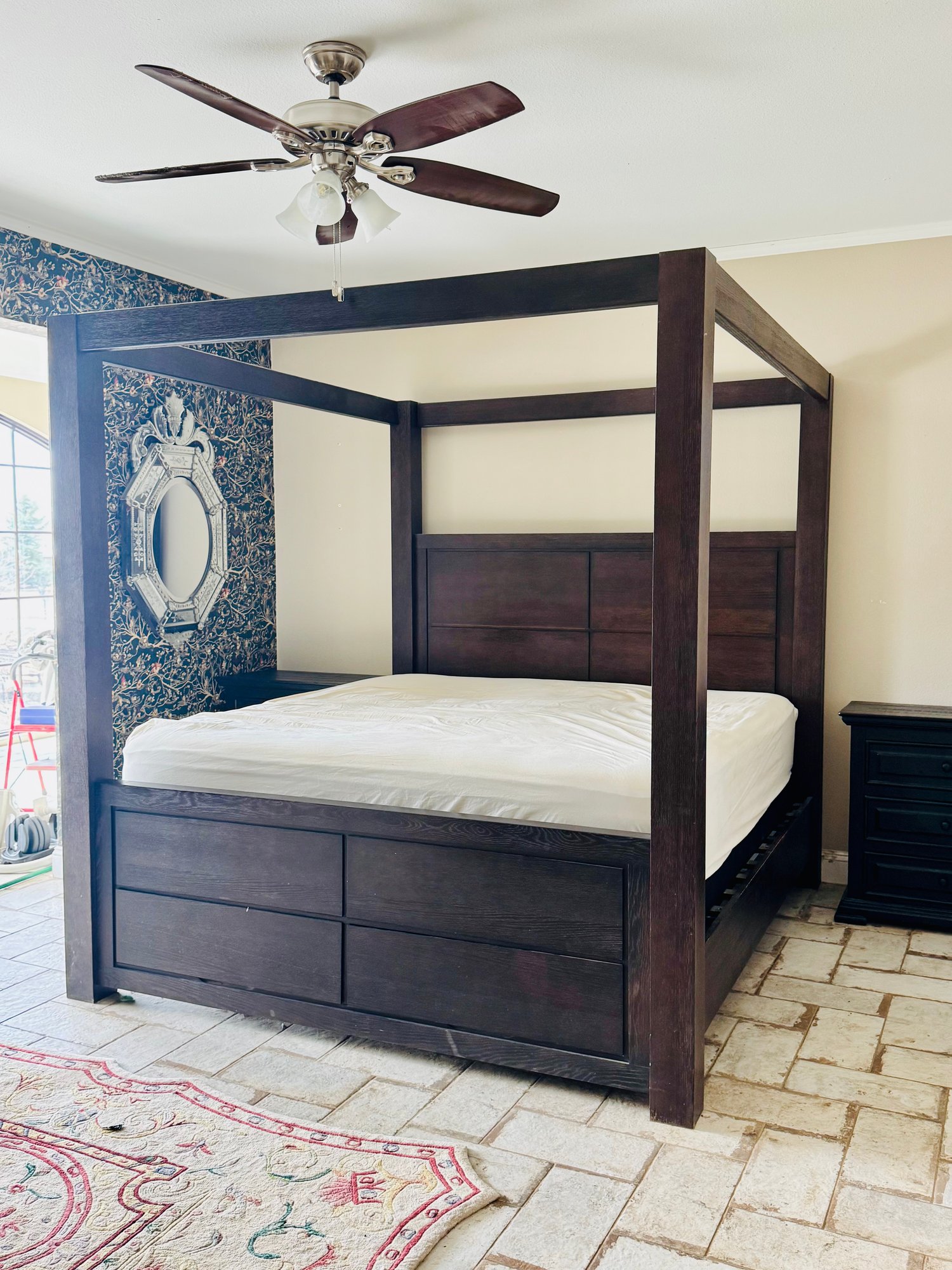 Chocolate Brown King Size Canopy Bed- NO MATTRESS #227525 ...