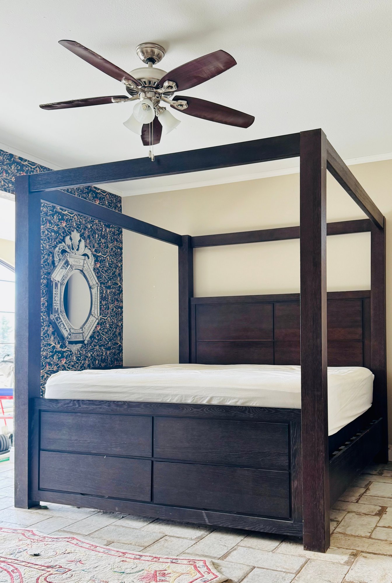 Chocolate Brown King Size Canopy Bed- NO MATTRESS #227525 ...