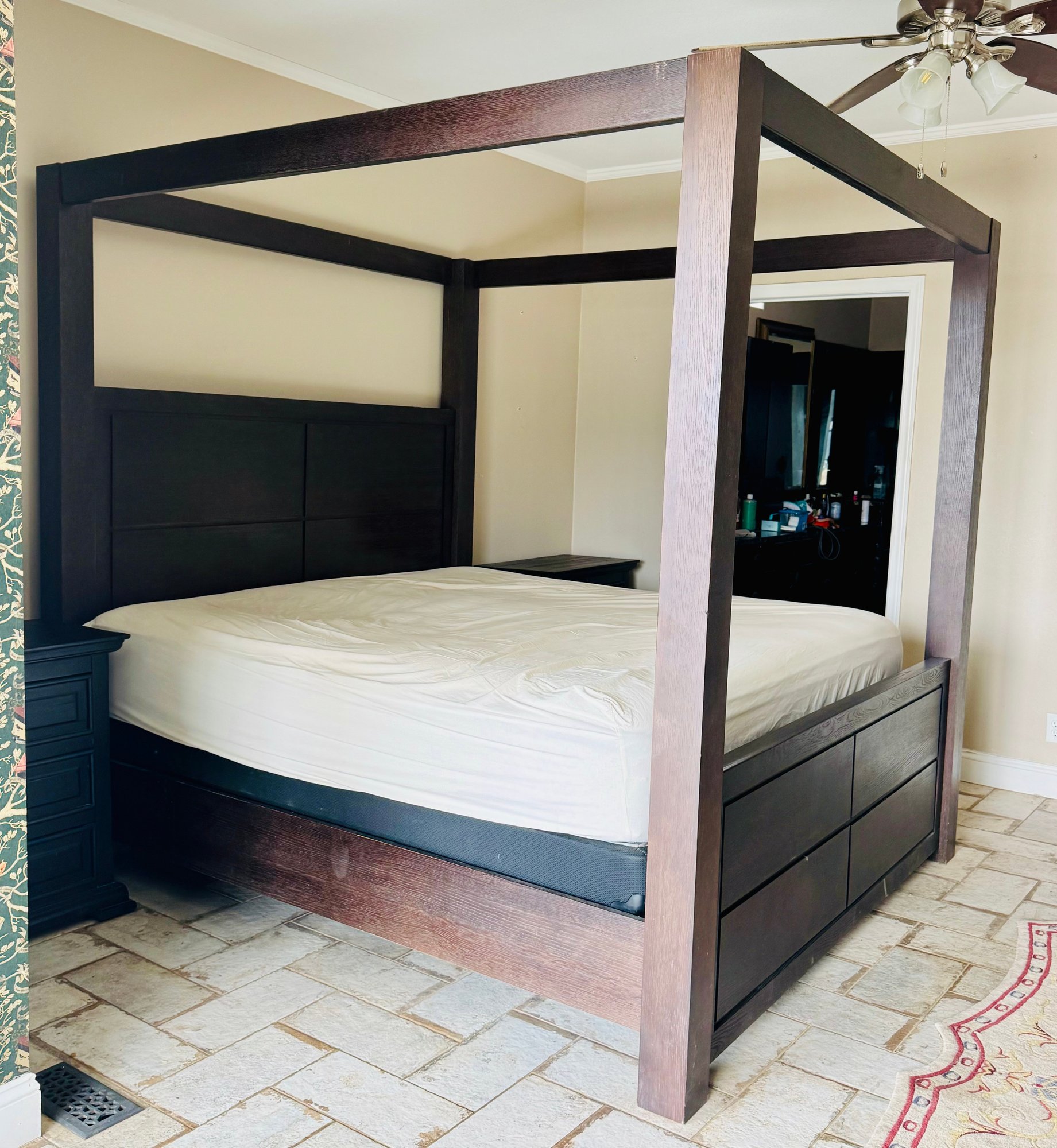 Chocolate Brown King Size Canopy Bed- NO MATTRESS #227525 ...