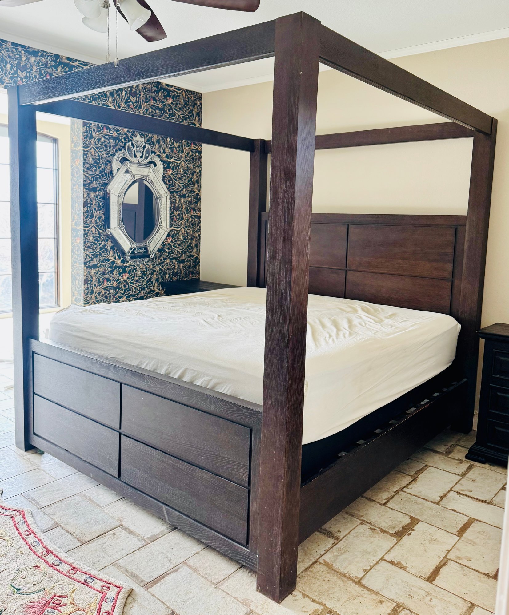 Chocolate Brown King Size Canopy Bed- NO MATTRESS #227525 ...