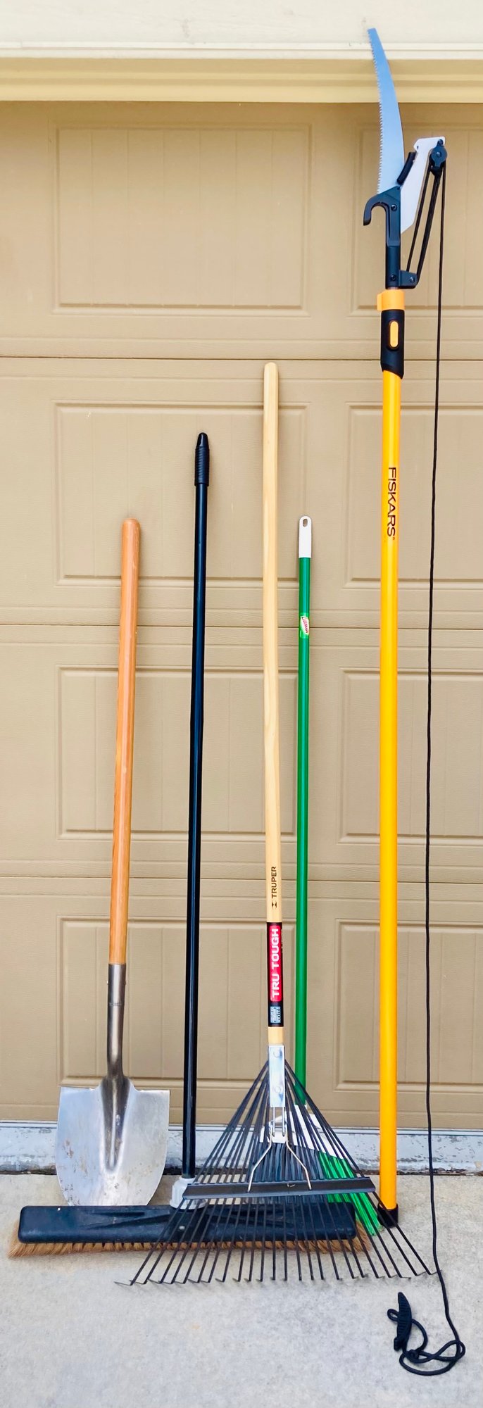 Assortment Of Yard Tools Including Rake, Shovel, Tree Trimmer, And More ...
