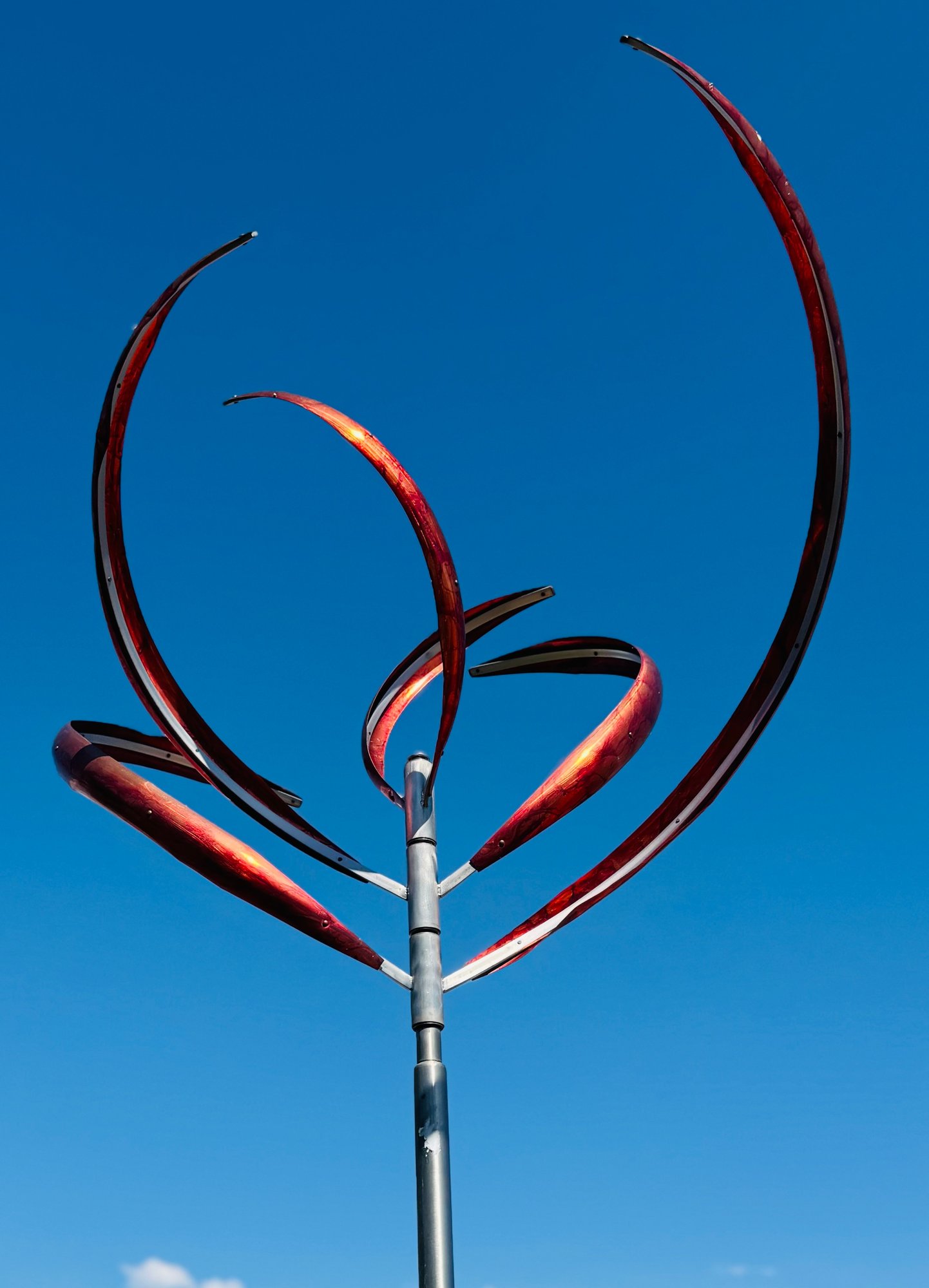 "Blooming Lily 3" Copper And Stainless Steel Kinetic Wind Sculpture By ...