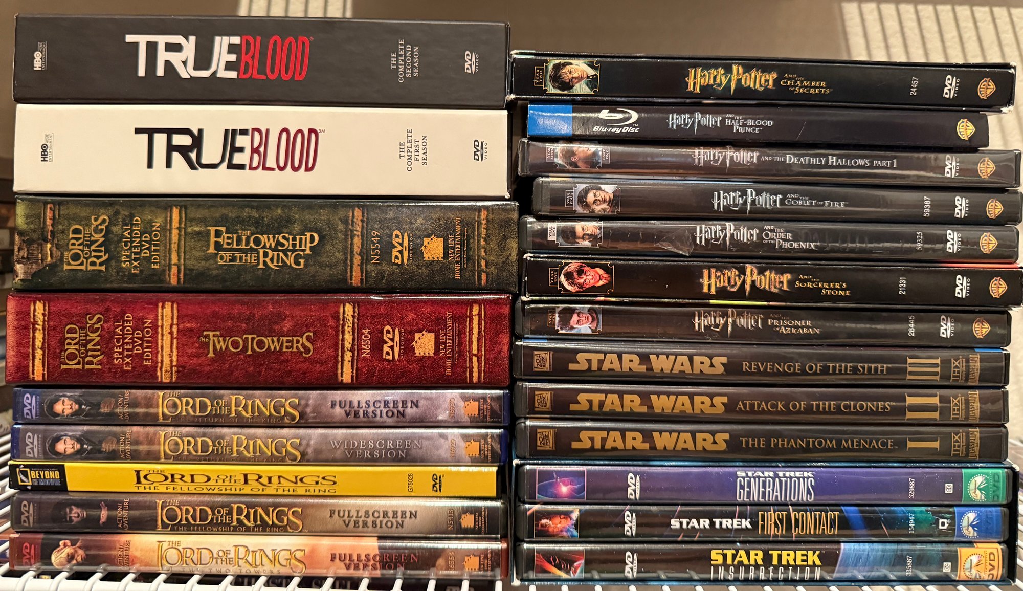 DVD Collection - Star Wars, Harry Potter, Lord Of The Rings, True Blood ...