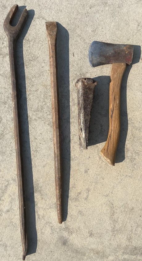Antique Hatchet, Iron Wedge, Crow Bar, Pry Bar #207411 | Auctionninja.com