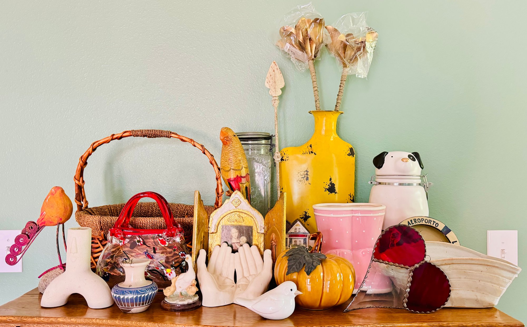 Large Assortment Of Decorative Items Including Horse Hair Vase And ...