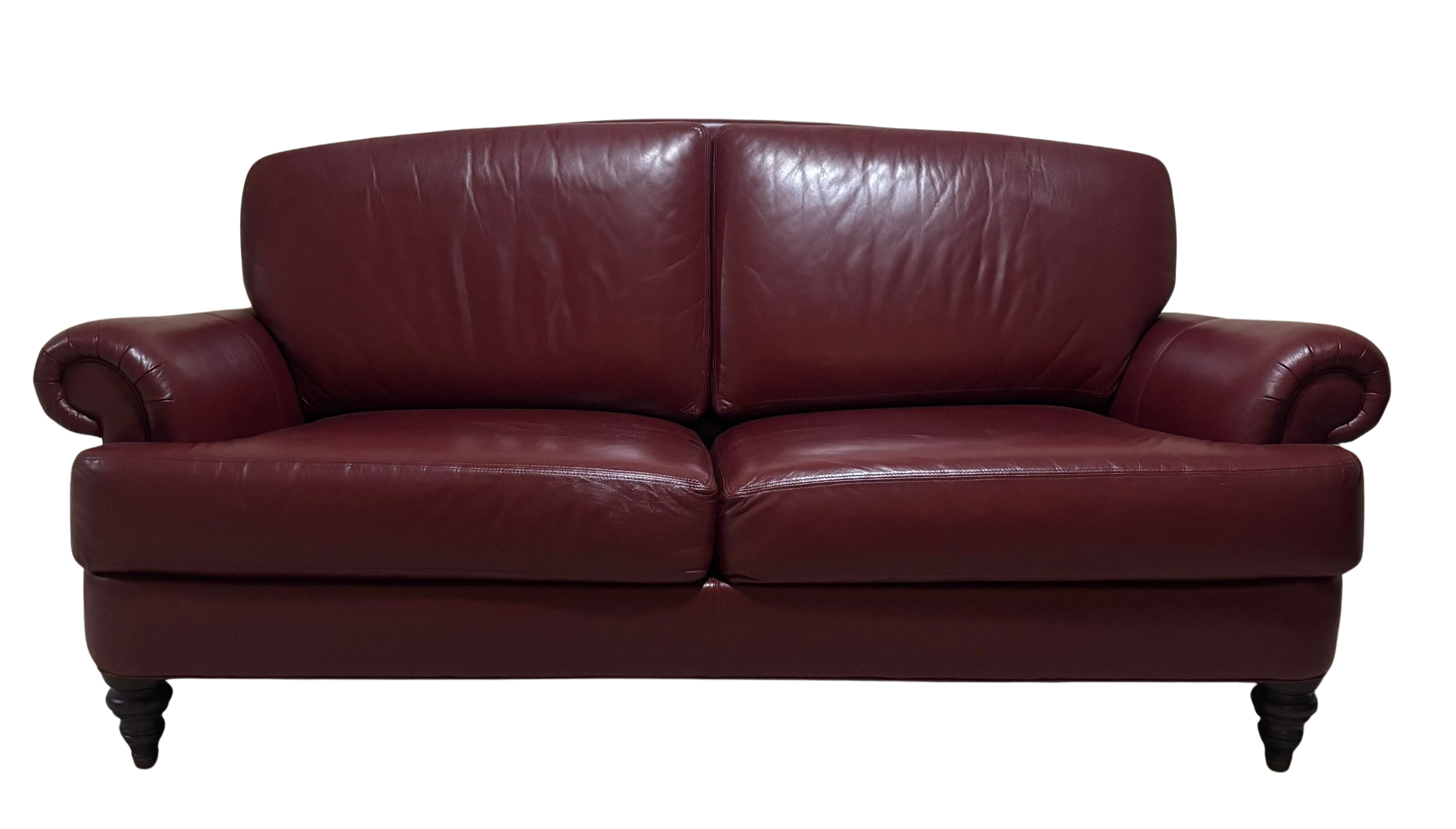 Ethan Allen Red Leather Couch #216411 | Auctionninja.com