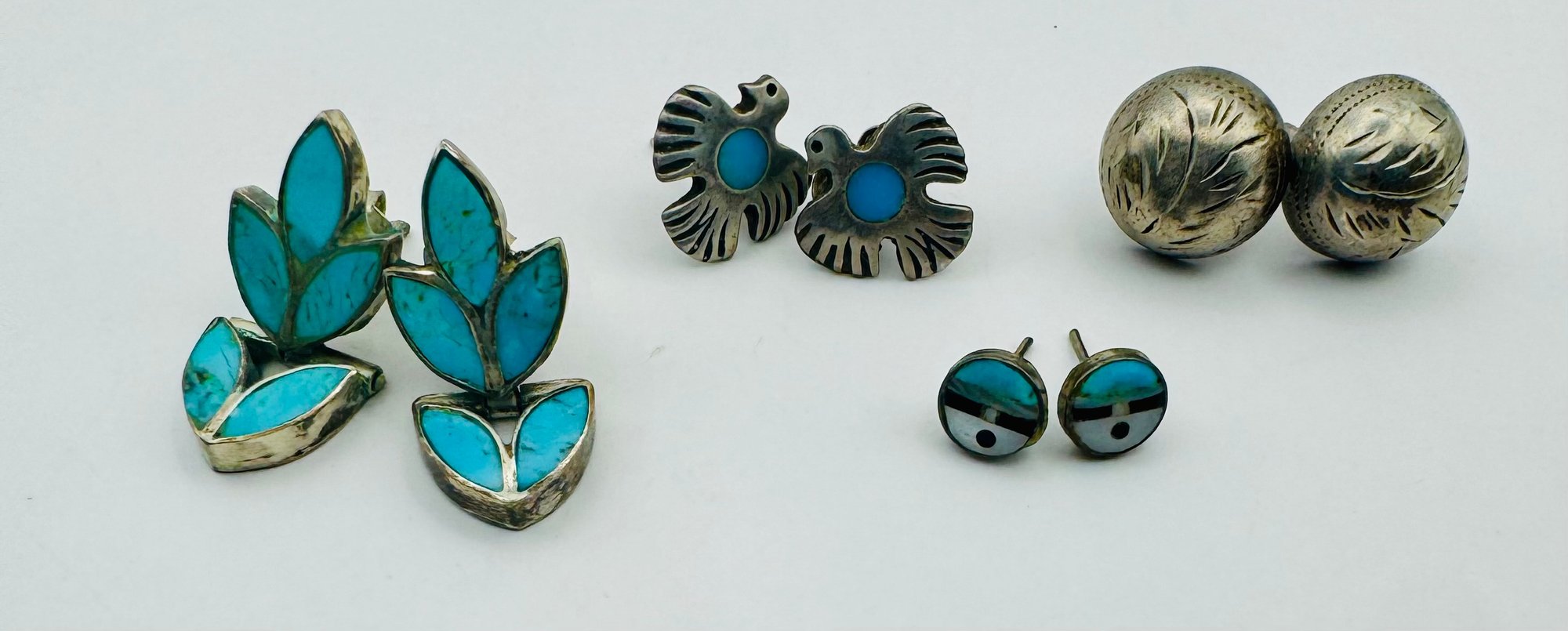 4 Pairs Of Sterling Silver Southwestern Post Earrings #229133 ...