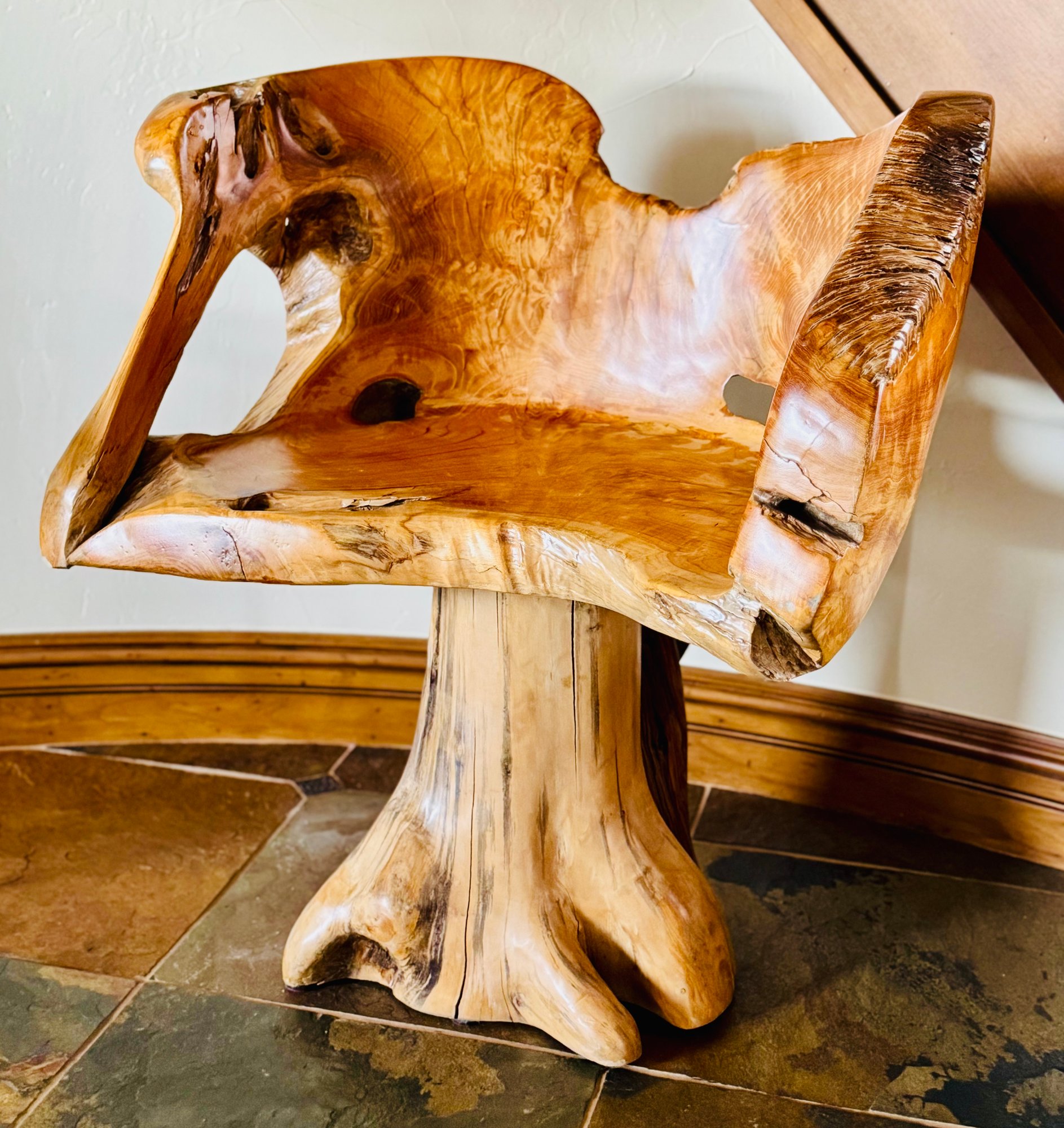 Vintage Cypress Arm Live Edge Chair #217352 | Auctionninja.com