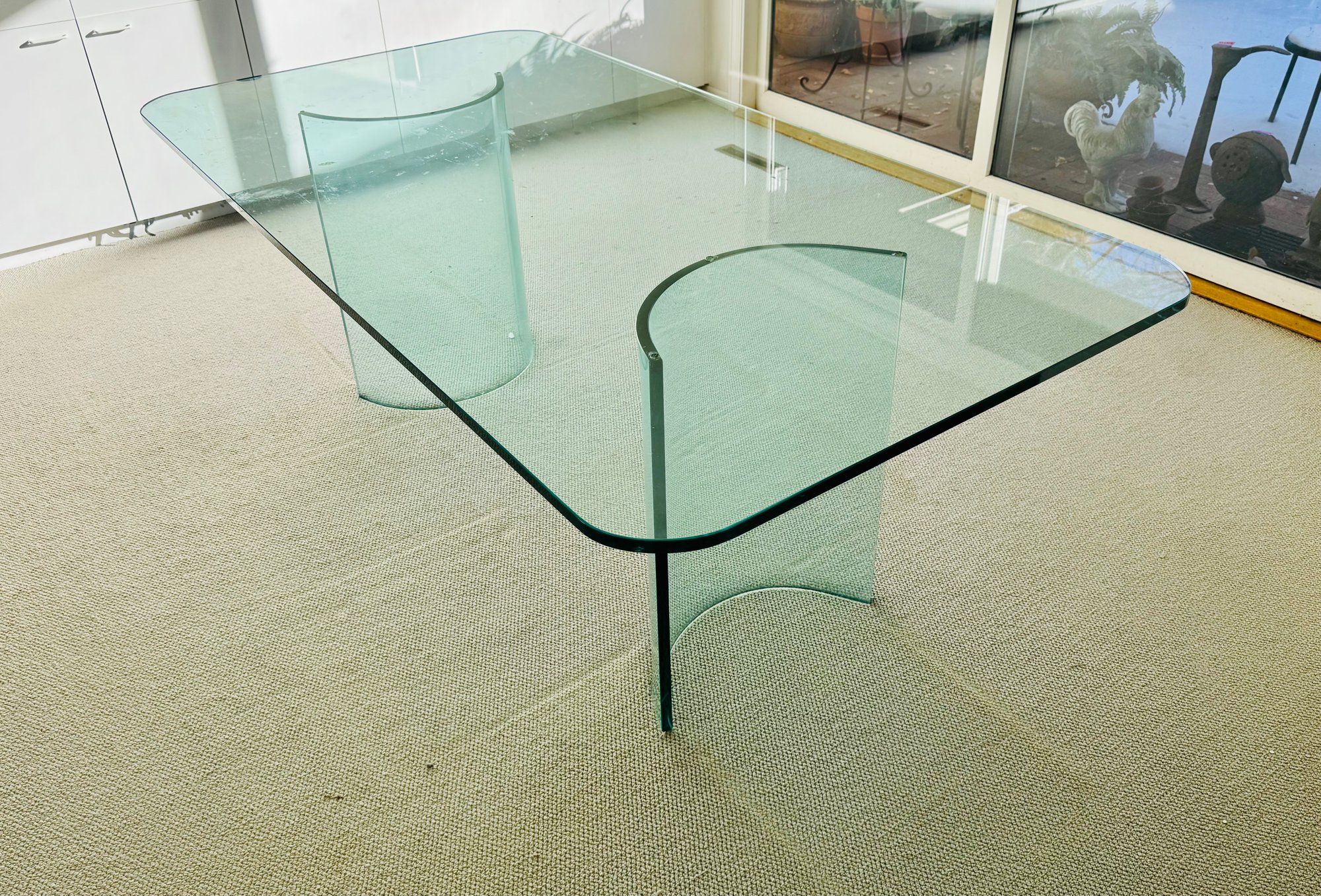 Post Modern Large Curved Glass Dining Table In The Style Of Pietro ...