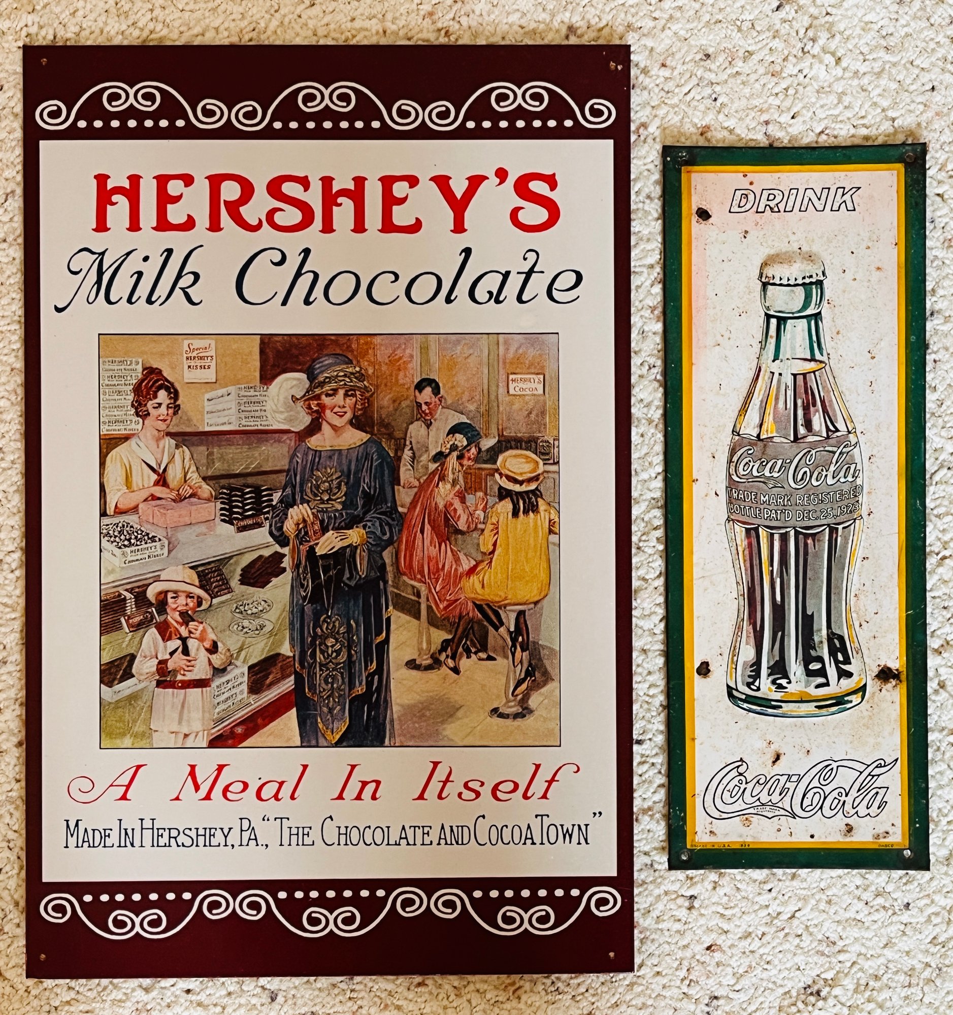 Hershey Milk Chocolate And Coca Cola Metal Signs #207491 | Auctionninja.com