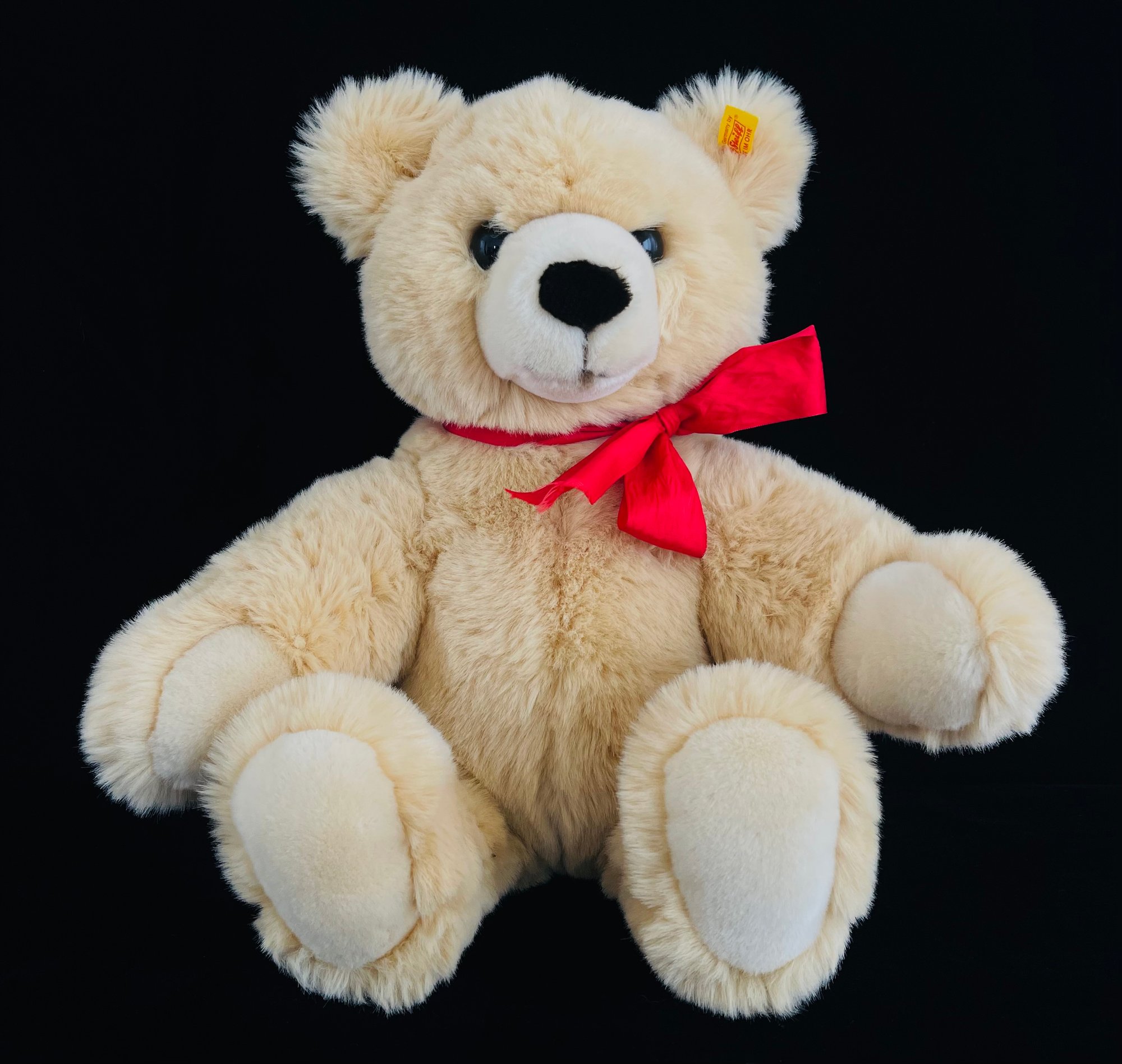 Vintage 18 Inch Steiff Teddy Bear With Red Ribbon #139140 ...
