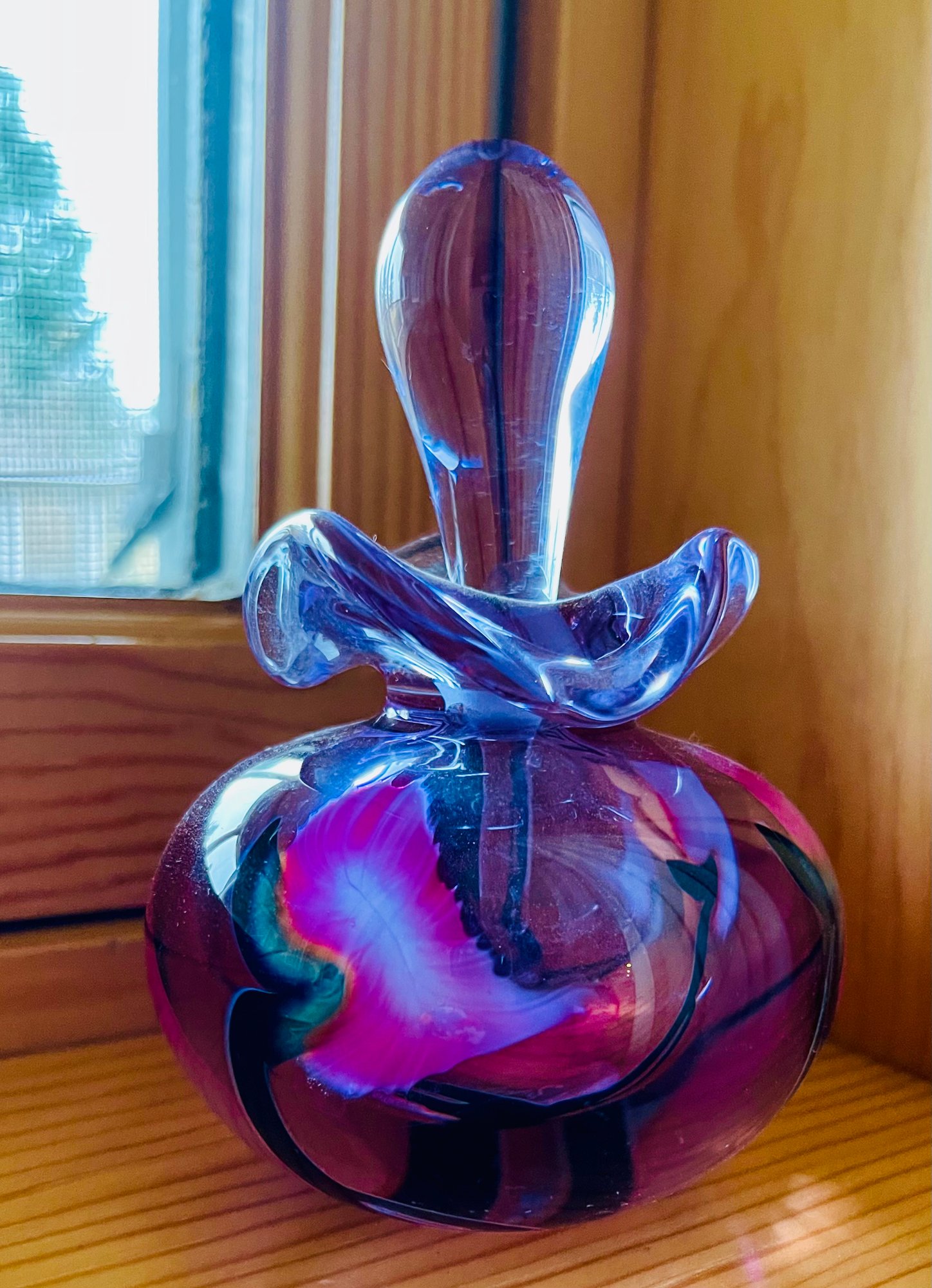 Lotton Studio Perfume Bottle Vine And Leaf Purple Art Glass Signed ...